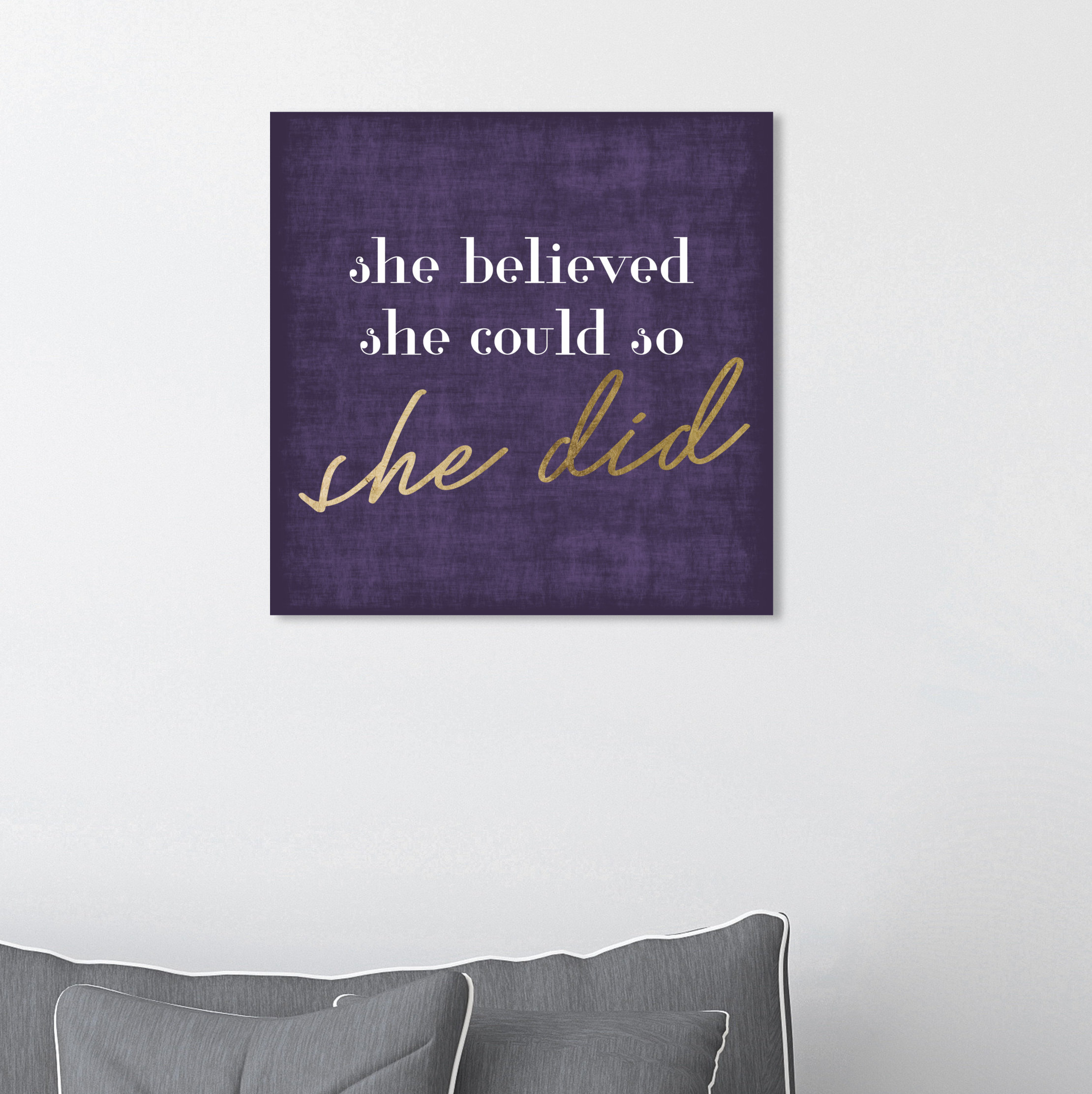 Art Remedy She Could She Did Purple by Oliver Gal - Textual Art Print ...