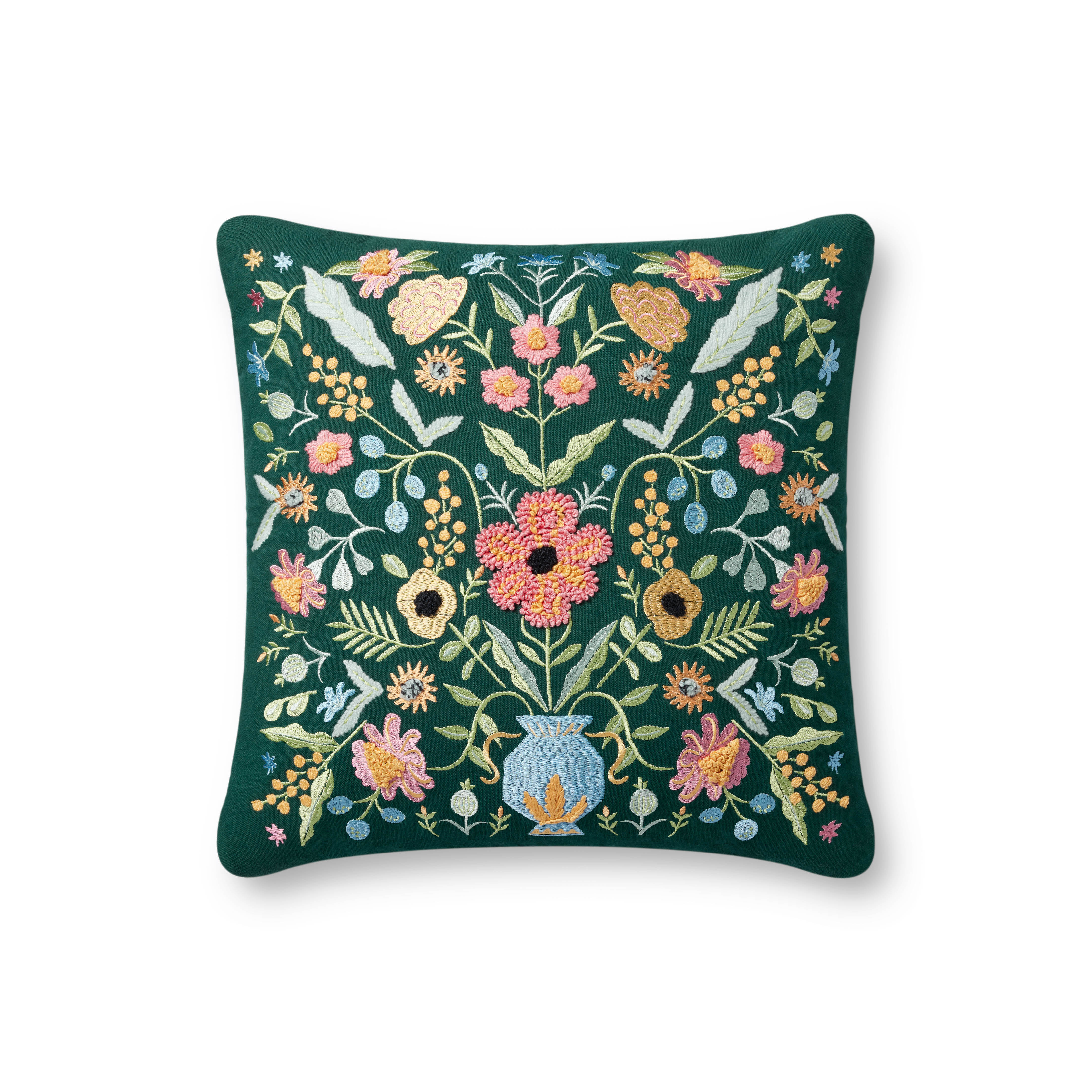 Rifle Paper Co. X Loloi Gabriella Evergreen / Multi Pillow Cover ...