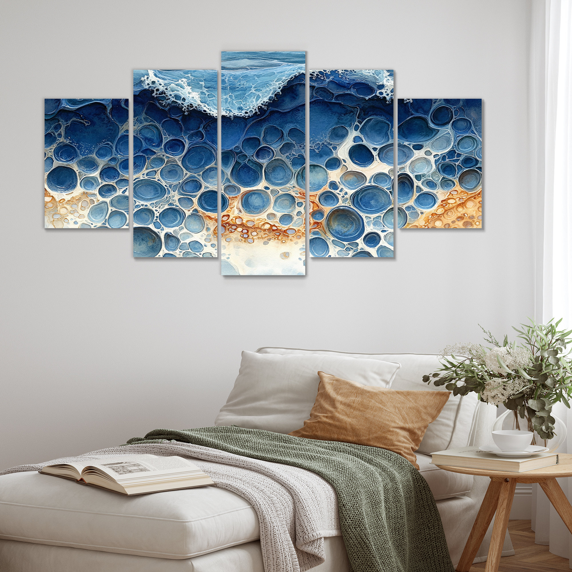 Ivy Bronx Coastal Reef In Blue And Orange Tones - Coral Canvas Art Set ...