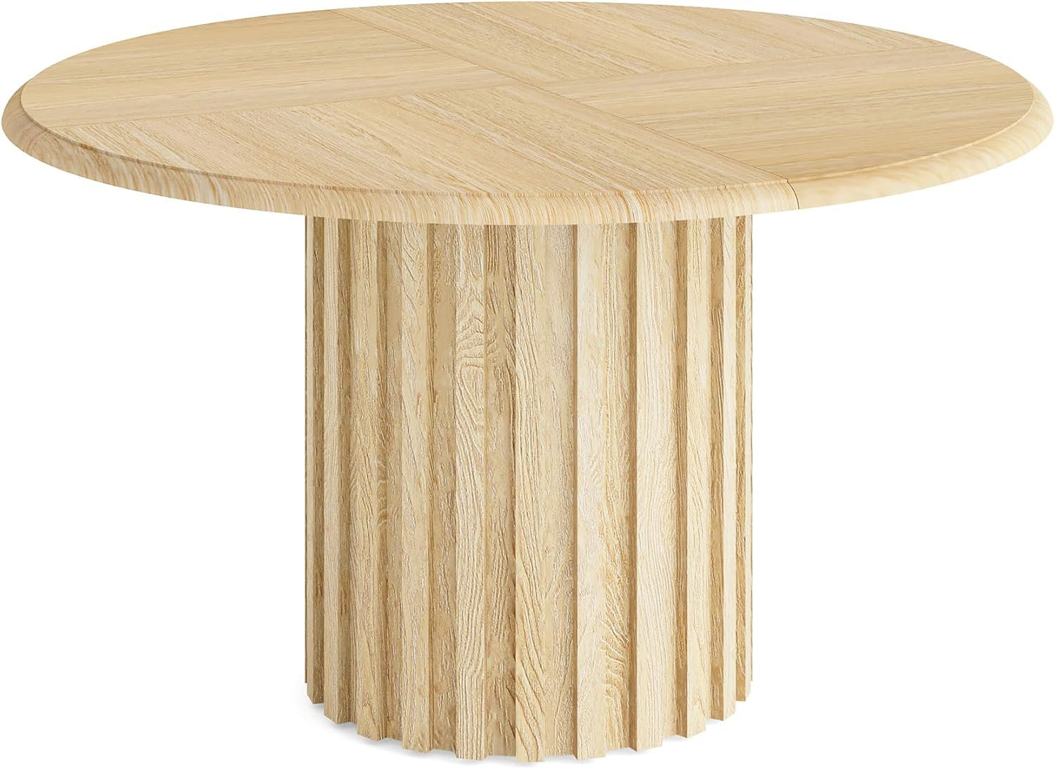 Latitude Run® 47 Inches Round Dining Table For 4, Natural Wooden Dining ...