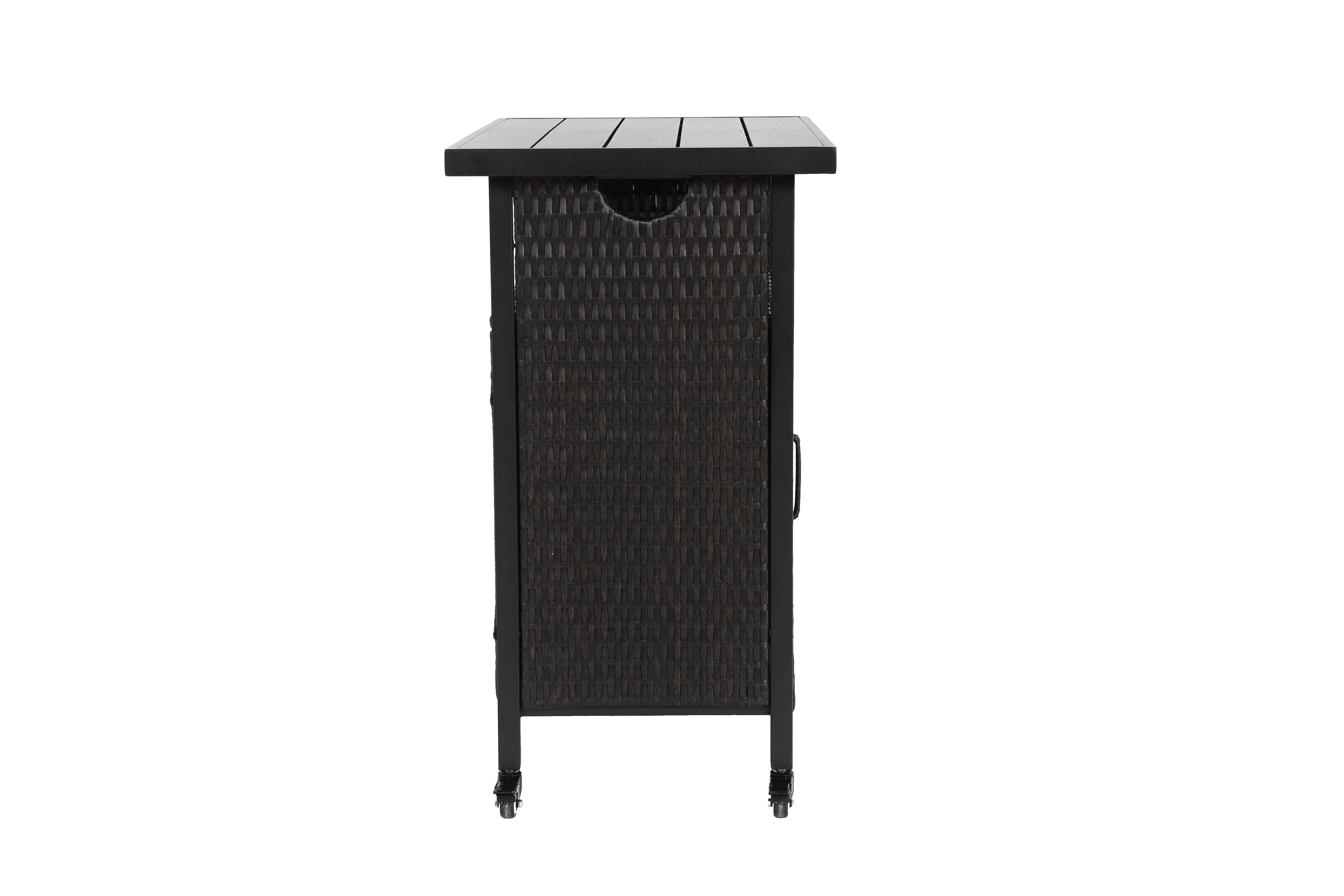 Latitude Run® Outdoor Wicker Bar Cart, Patio Wine Serving Cart w/Wheels ...