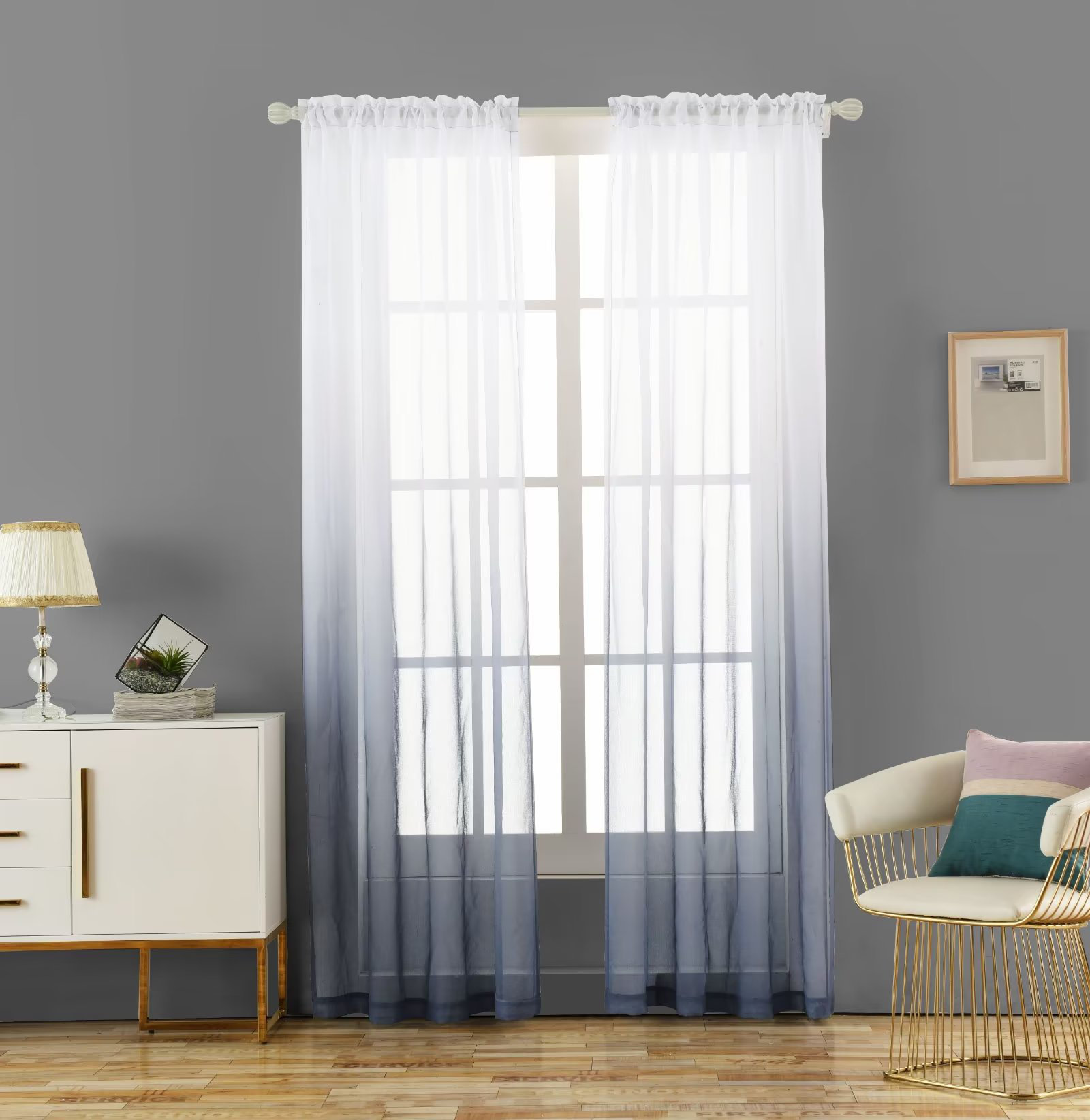 Ebern Designs Gradient Sheer Polyester Rod Pocket Curtain Panel | Wayfair