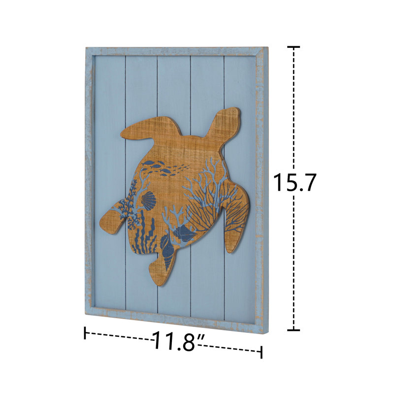 Beachcrest Home™ Rustic Sea Turtle Wood Wall Decor | Wayfair
