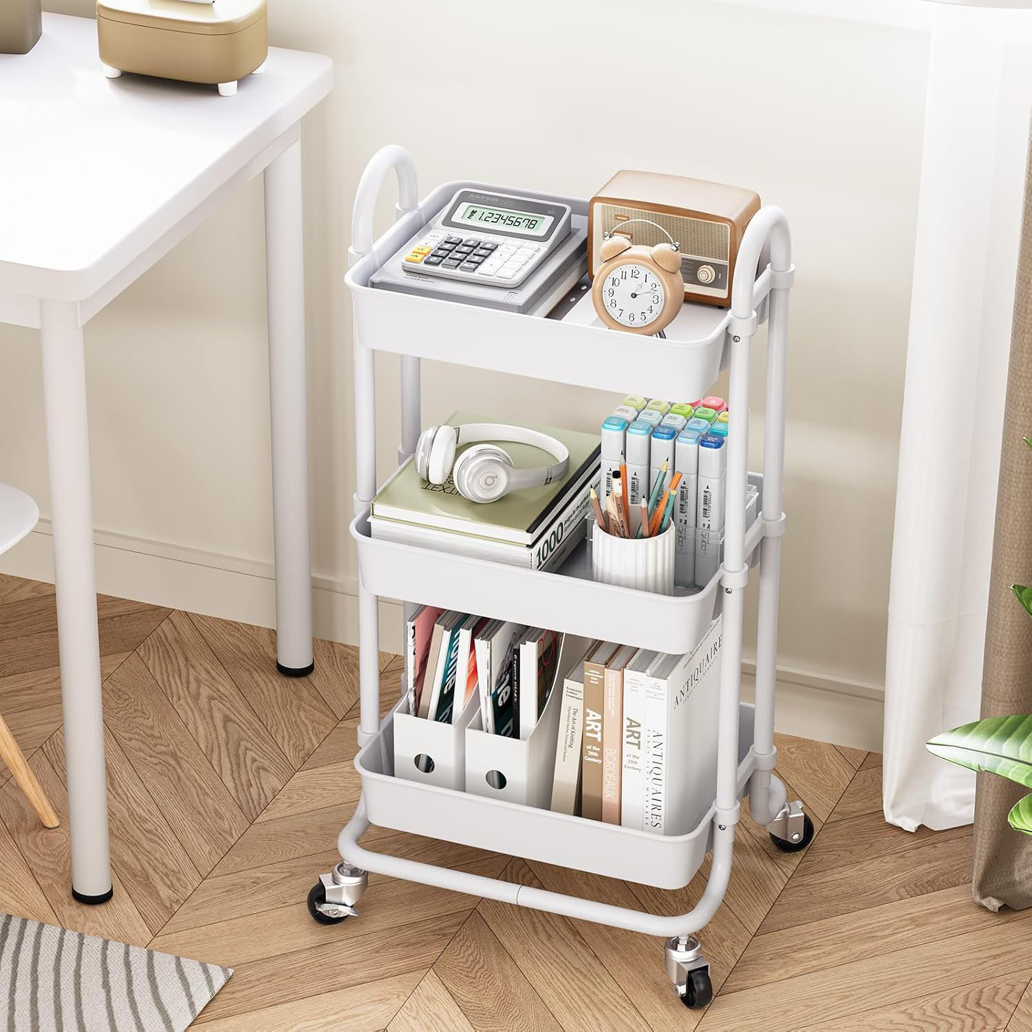 Wrought Studio™ Wine Rack And Glass Holders, Rolling Wine Cart For ...