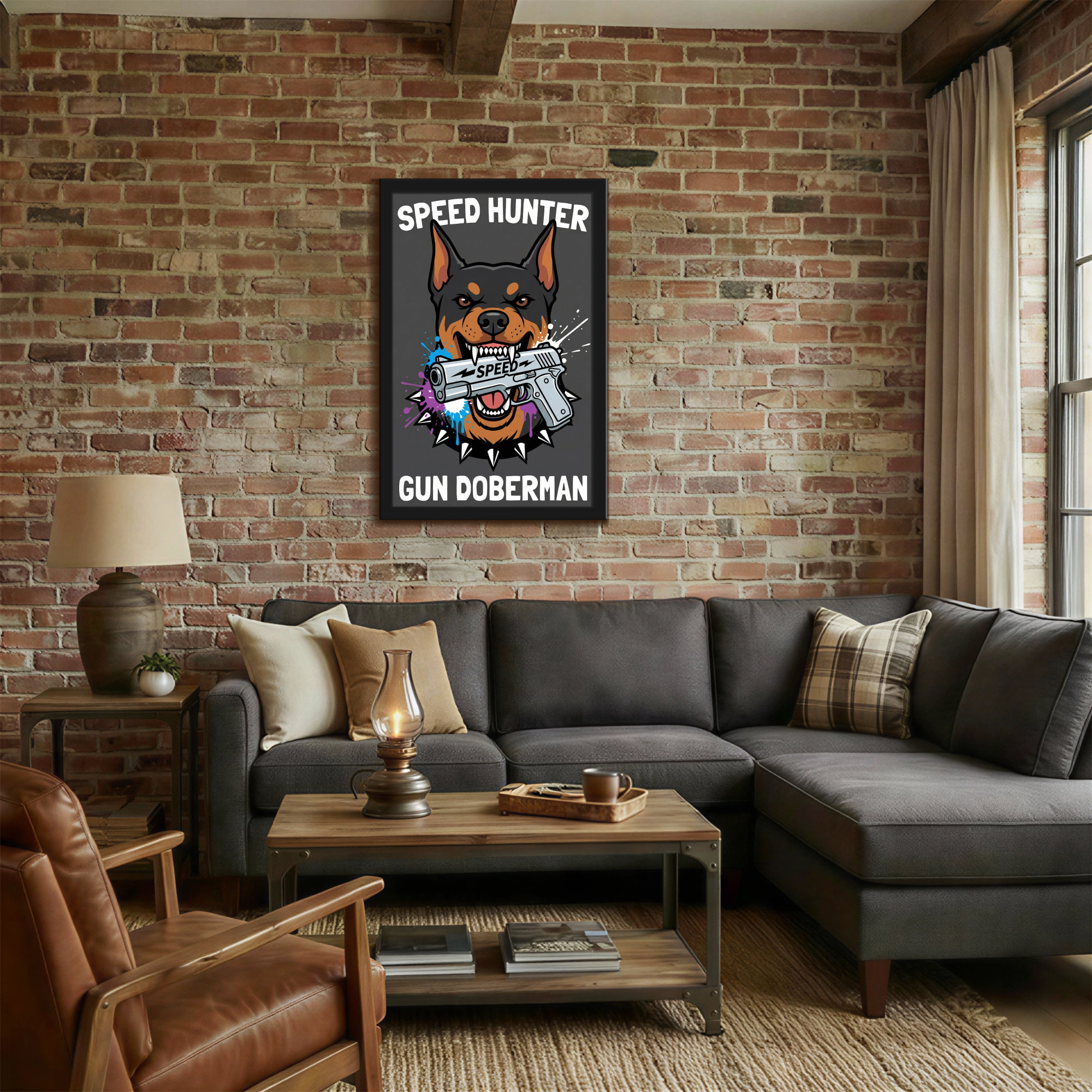 Wrought Studio™ Animals Speed Hunter Gun Doberman Dog With Pistol | Wayfair