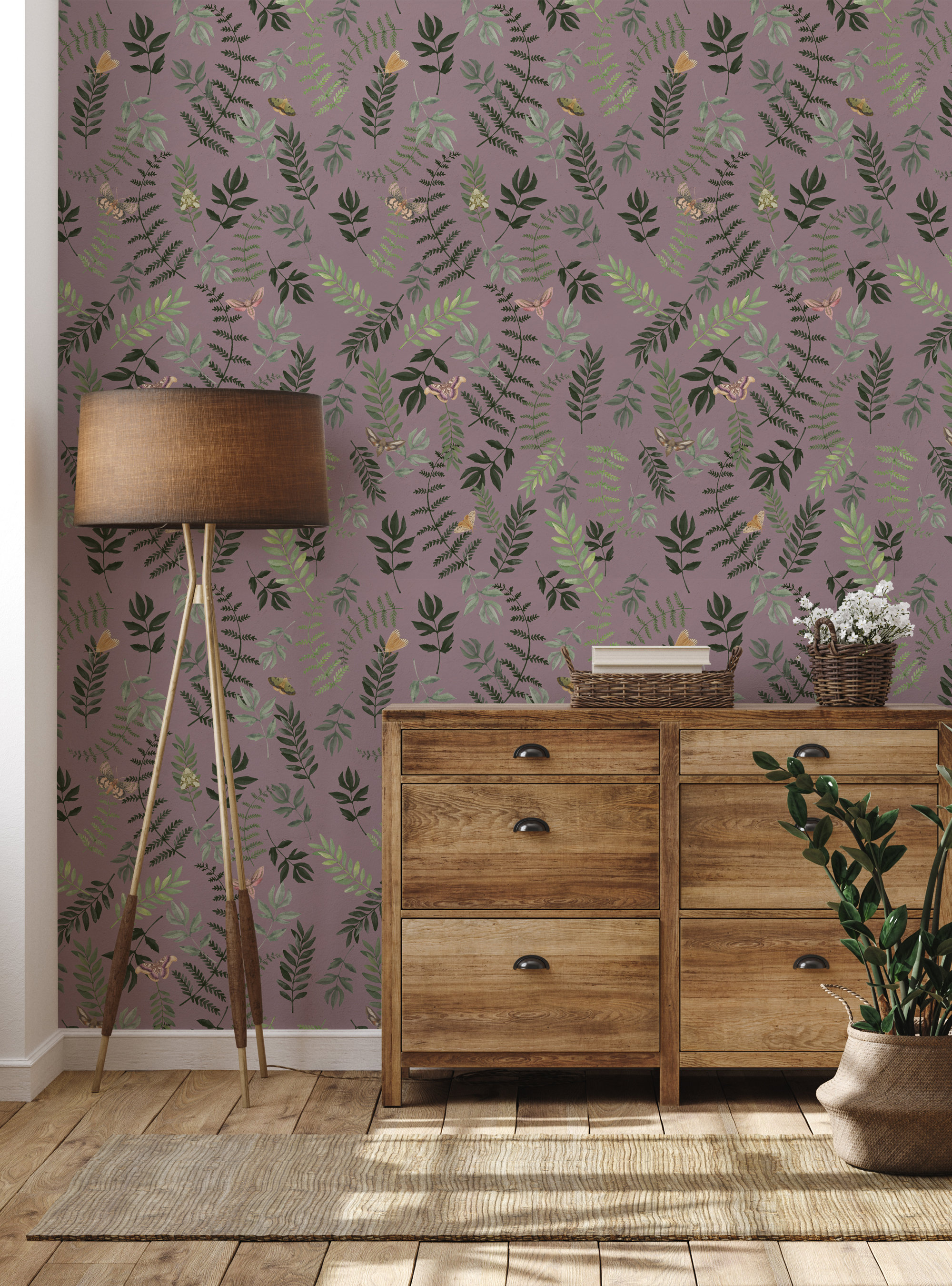 Rosalind Wheeler Floral Nights & Moth Flights Peel And Stick Wallpaper ...