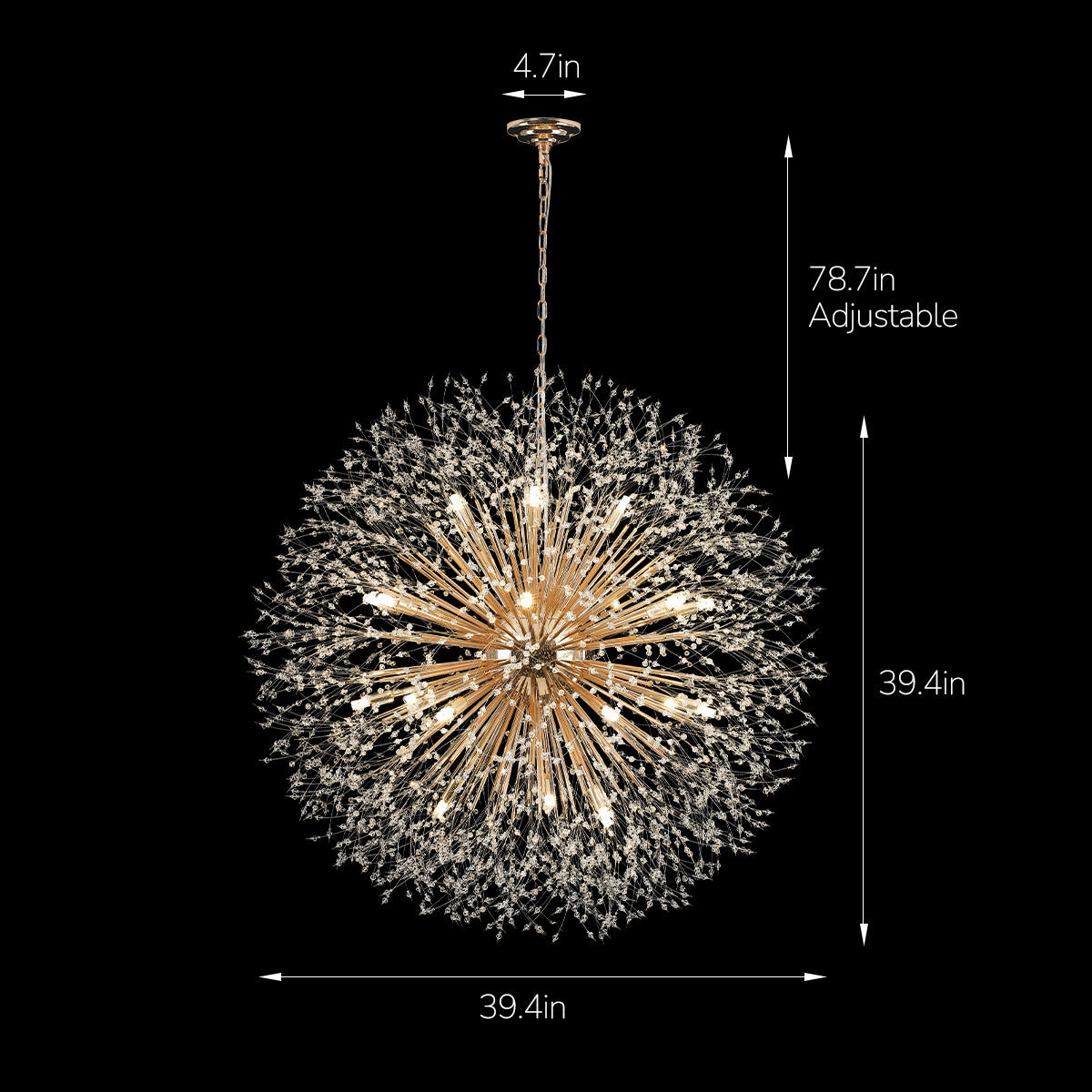 Everly Quinn Aadiv 20 - Light 39.4“ Oversized Grand Sphere Crystal ...