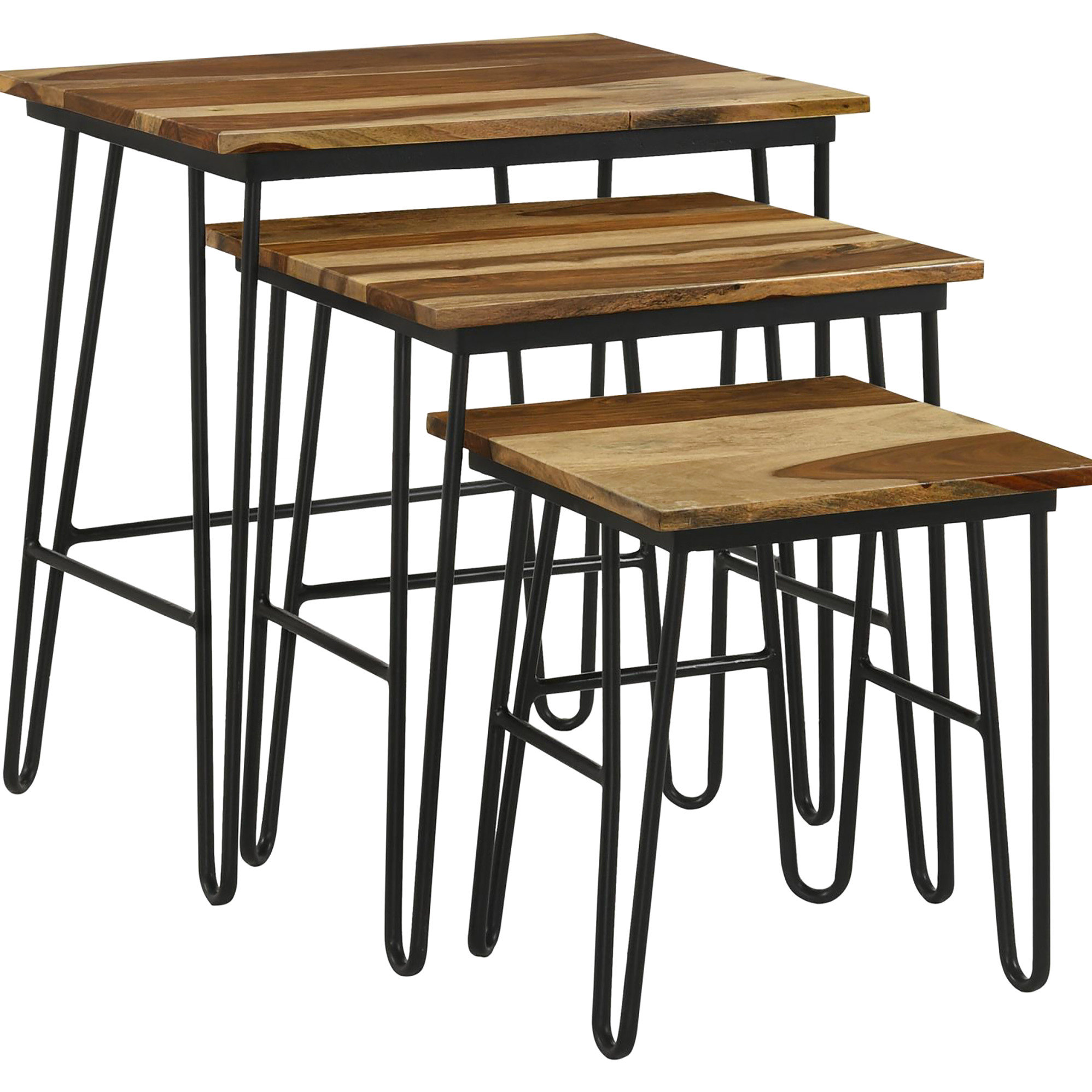 17 Stories Of 3 Industrial Nesting Tables With Surfaces 3 Cozy Wood And Black Framework | Wayfair