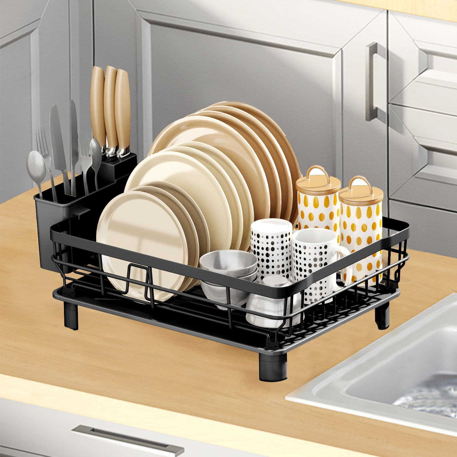 chuangyanUS Dish Drying Rack Over The Sink Drainer With Drainboard ...