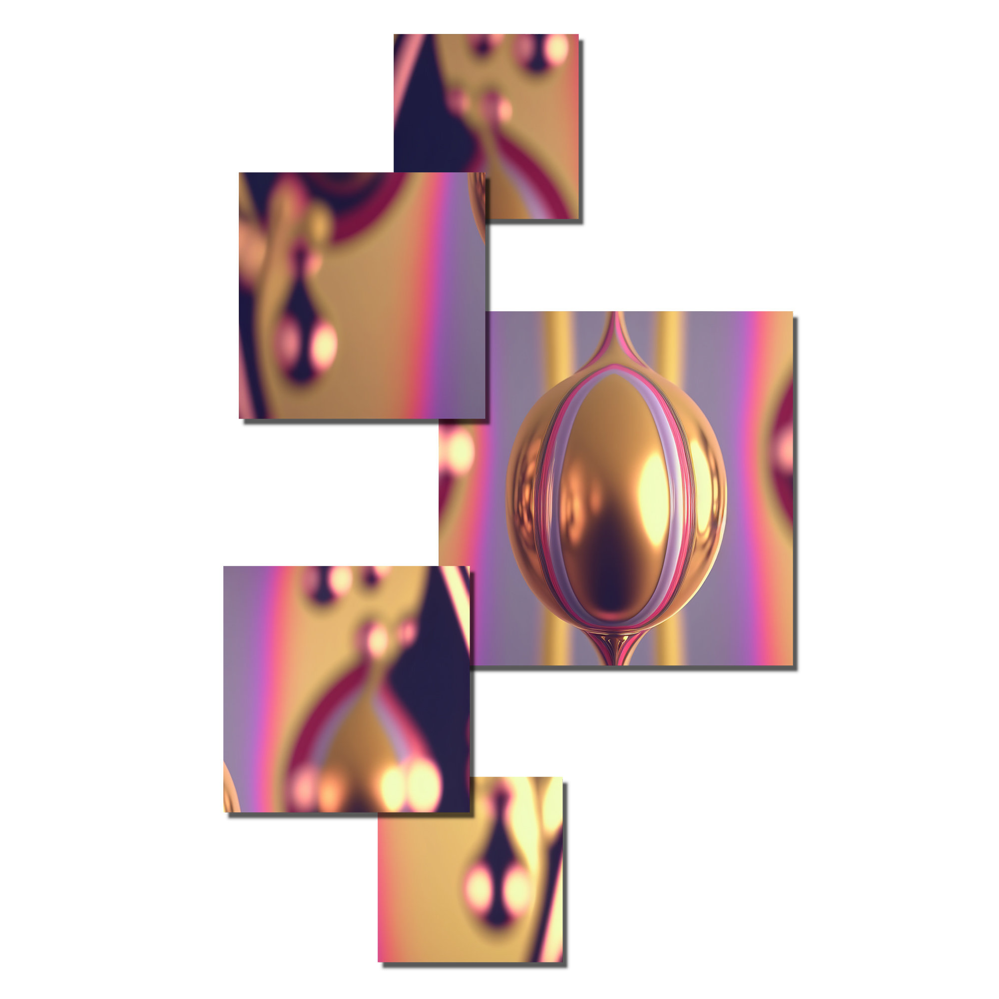 Mercer41 Pink And Gold Infinity Globe On Metal 5 Pieces Print | Wayfair