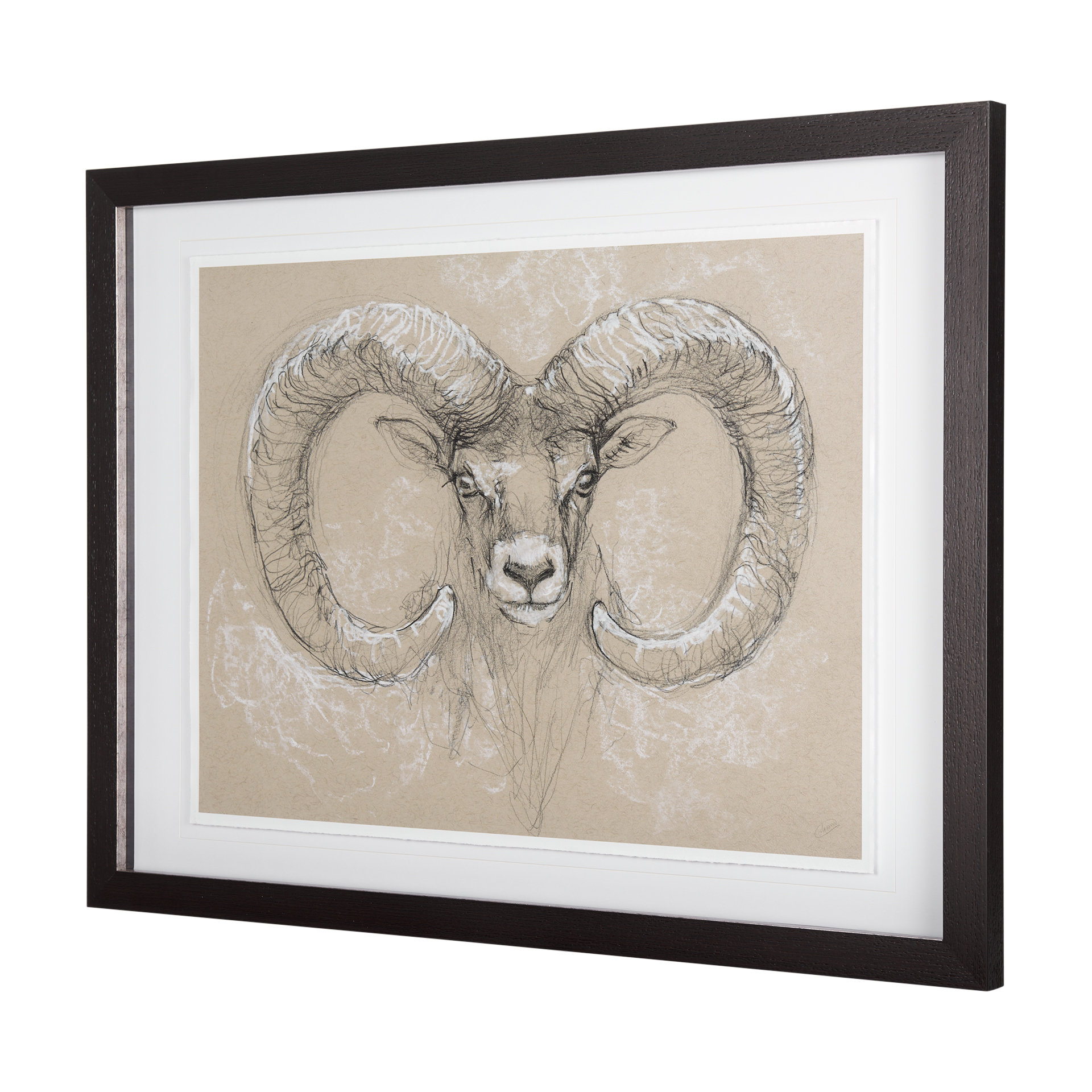 Rosalind Wheeler Sketch of animal I (Wild sheep) Studio Hand Embelished ...