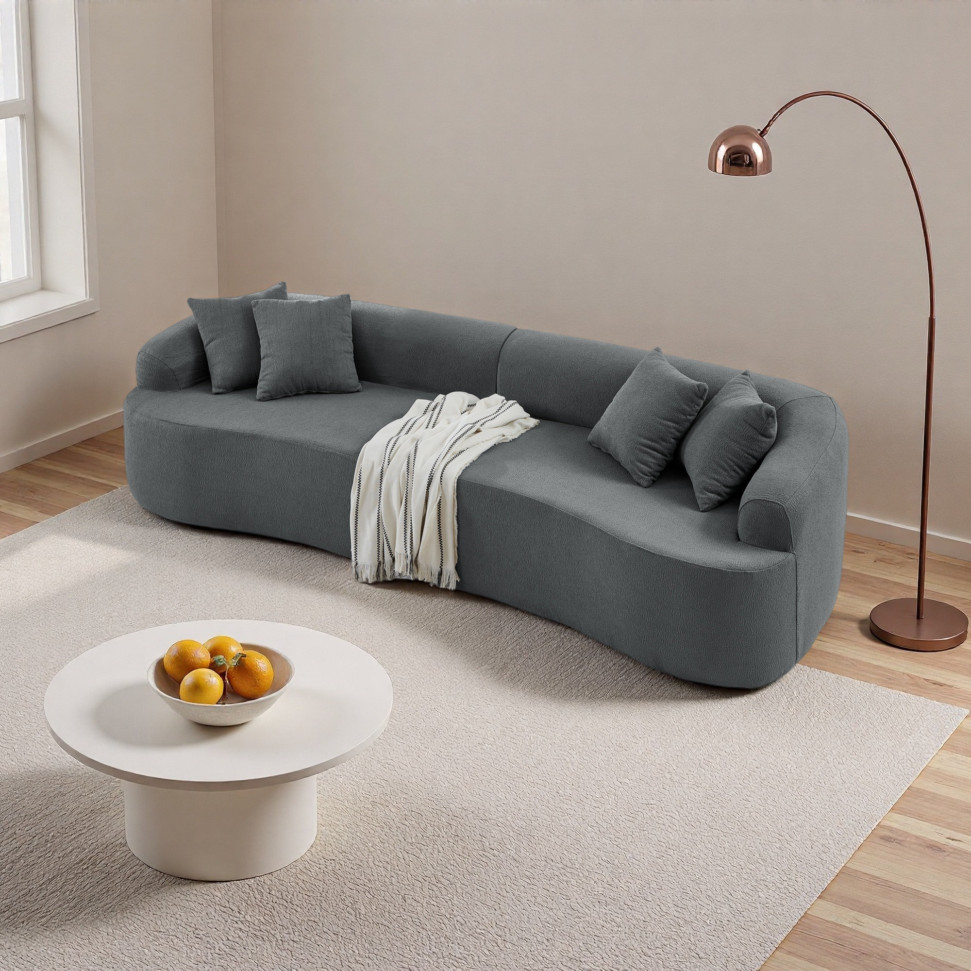 Magiccactus Curved Modular Sectional Sofa In Lamb's Wool Fabric, Modern ...
