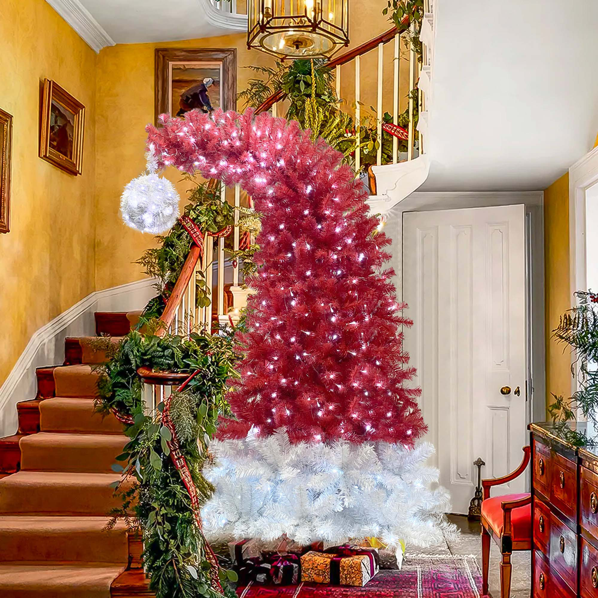 Dakota Fields 6Ft Artificial Fir Bent Top Christmas Tree With 1250 Lush ...