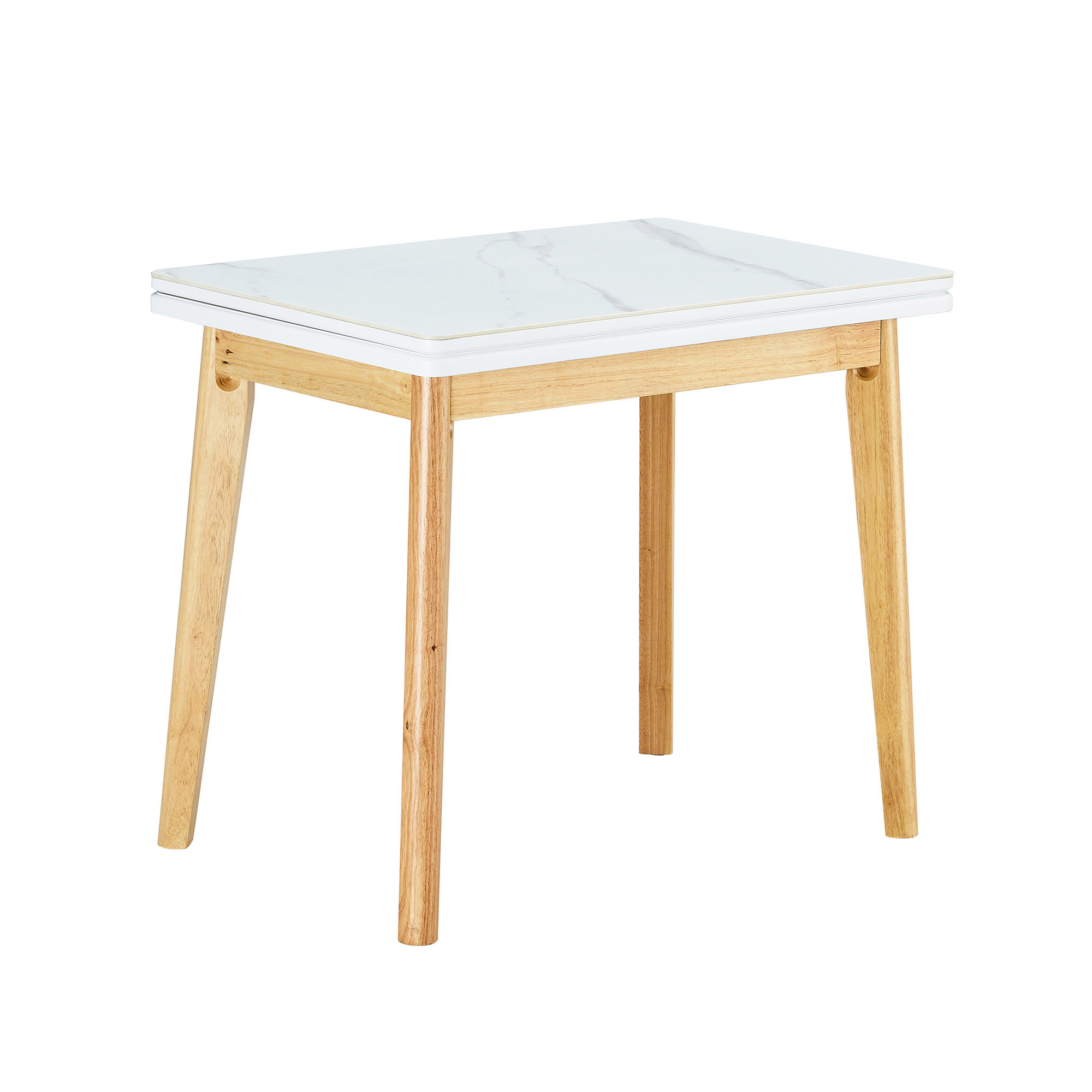 Ebern Designs White Sintered Stone Tabletop With Rubber Wooden Legs ...