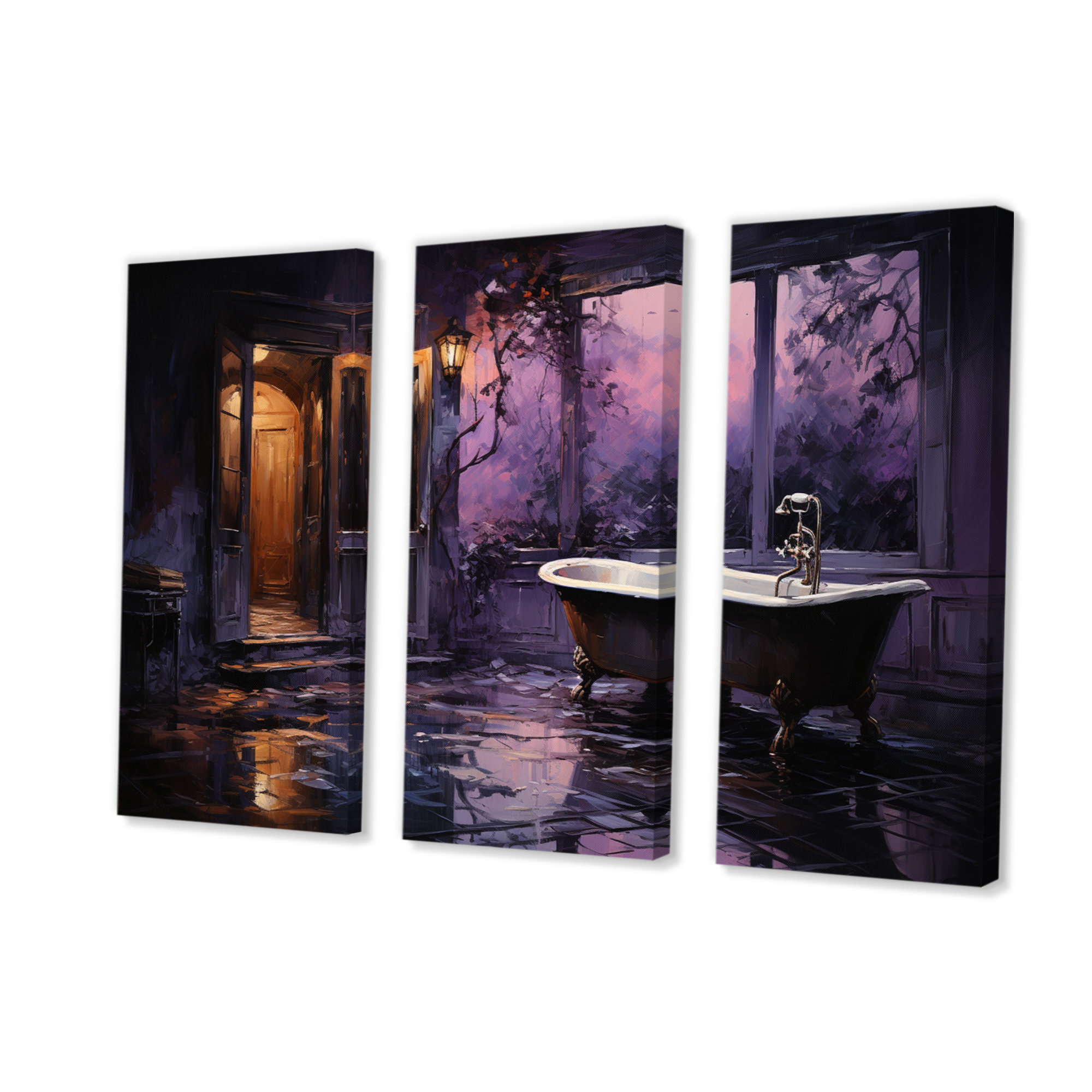 Winston Porter Bathroom Midnight Serenade On Canvas 3 Pieces Print ...