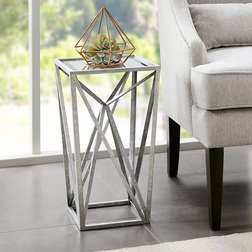 Orren Ellis Small Metal Frame Geometric Angular Design Accent Tables ...