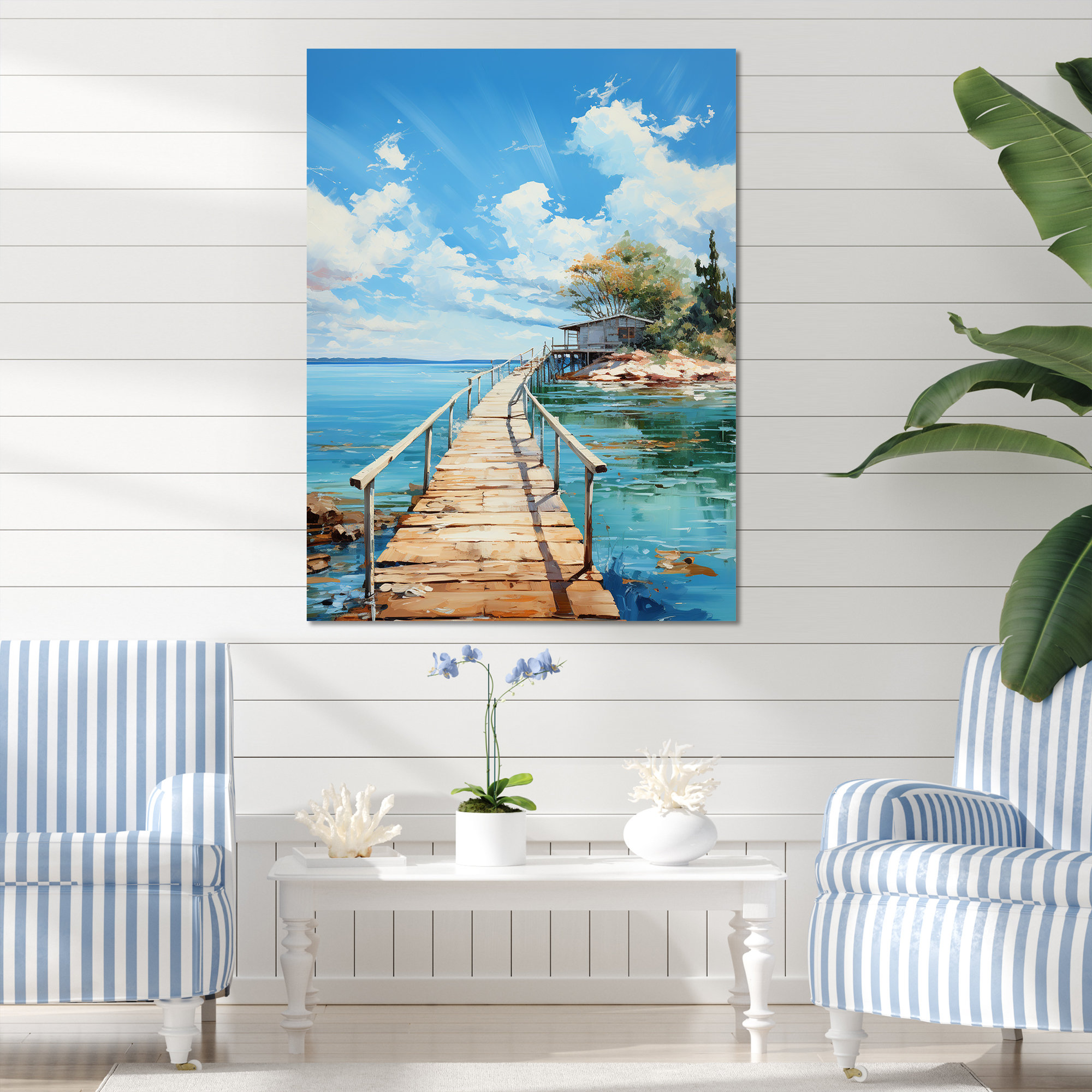 Dovecove Basye Pier And Dock Coastal II Framed On Canvas Print | Wayfair