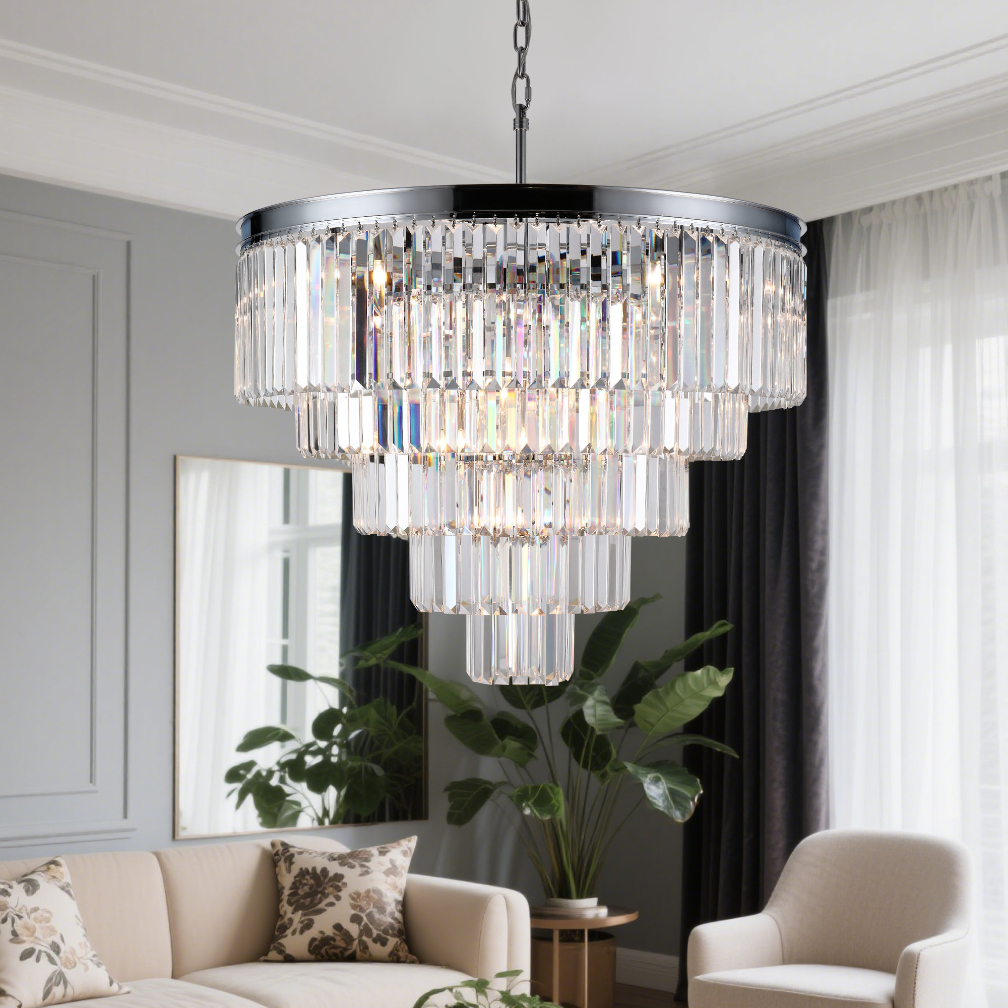 Laurel Foundry Modern Farmhouse® Hallum 12 - Light Dimmable Tiered Chandelier with Crystal ...