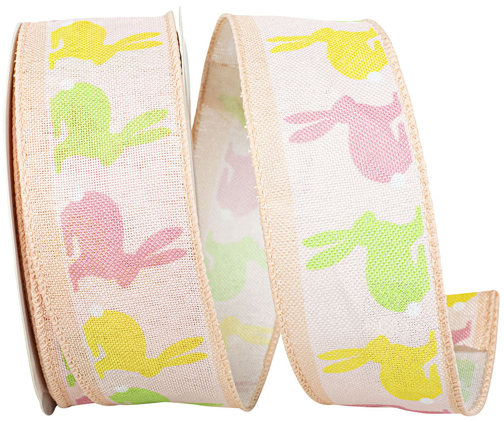 The Holiday Aisle® 1-1/2"X10yd Light Pink Bunny Hop & Repeat Linen ...