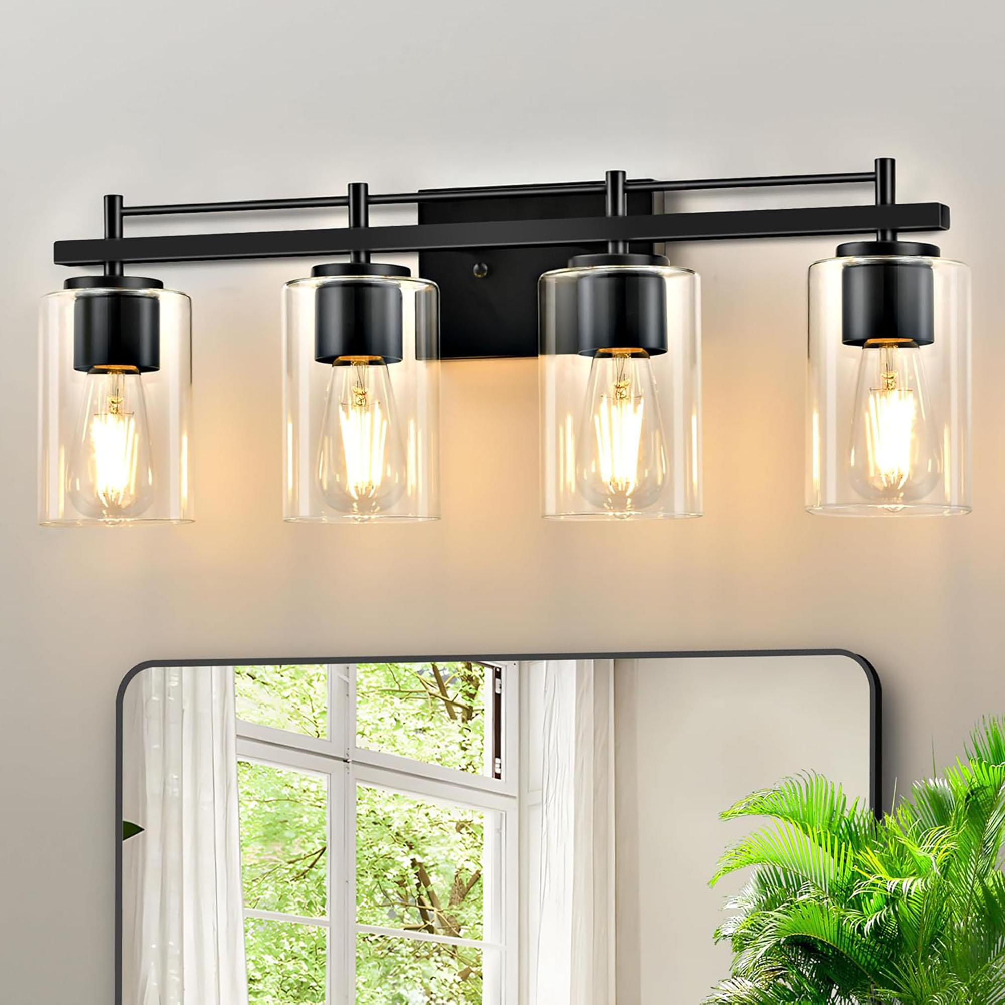 Ebern Designs 4-Light Modern Light Fixtures With Clear Glass Shade ...