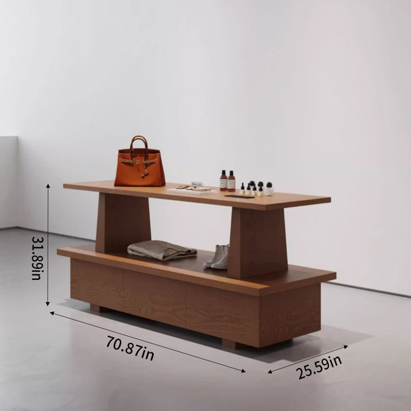 Artistic Soul XKX Premium Furniture 70.87" Wood Display Stand with Open ...