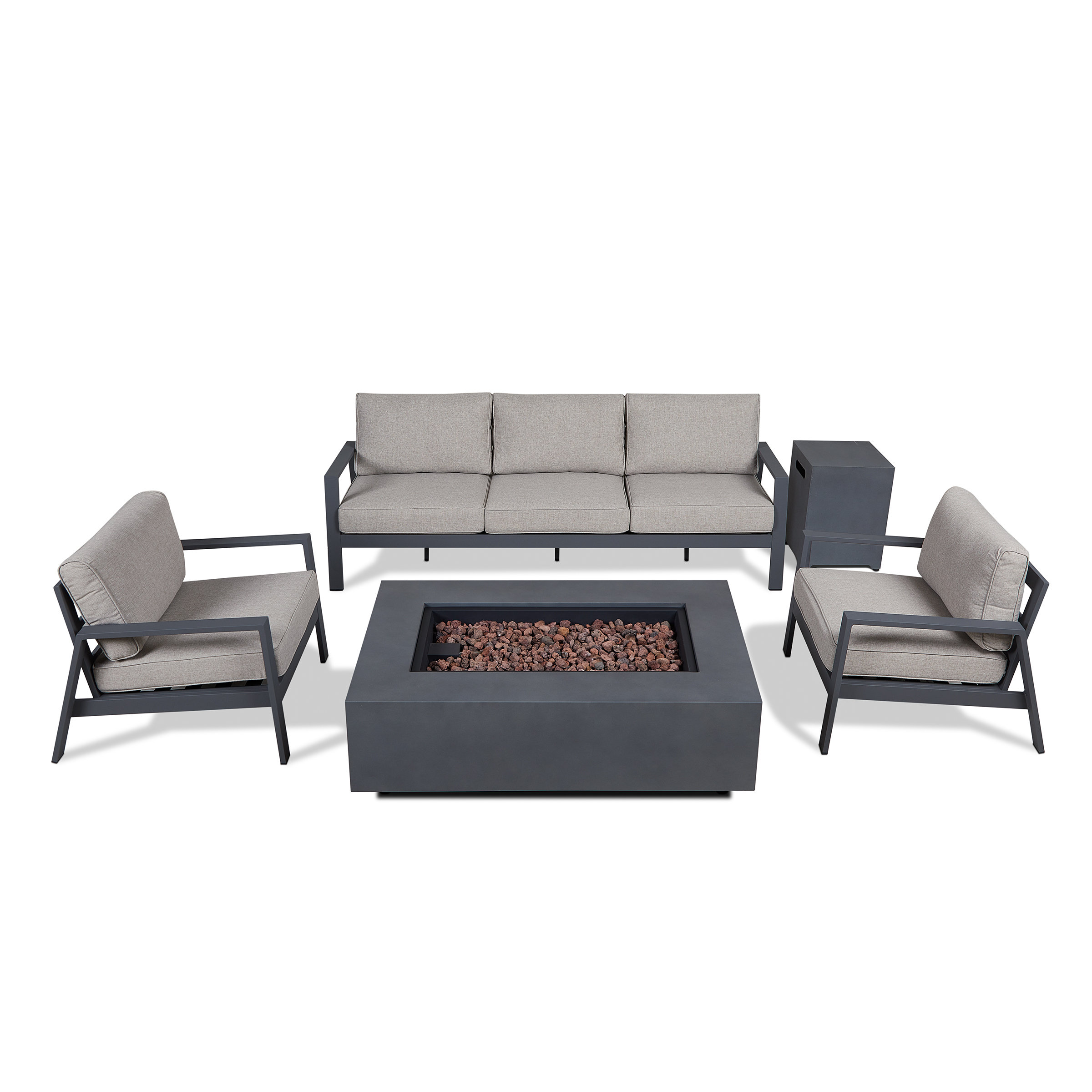 Real Flame Aegean 5 Seat Outdoor Patio Furniture Set With Fire Table ...