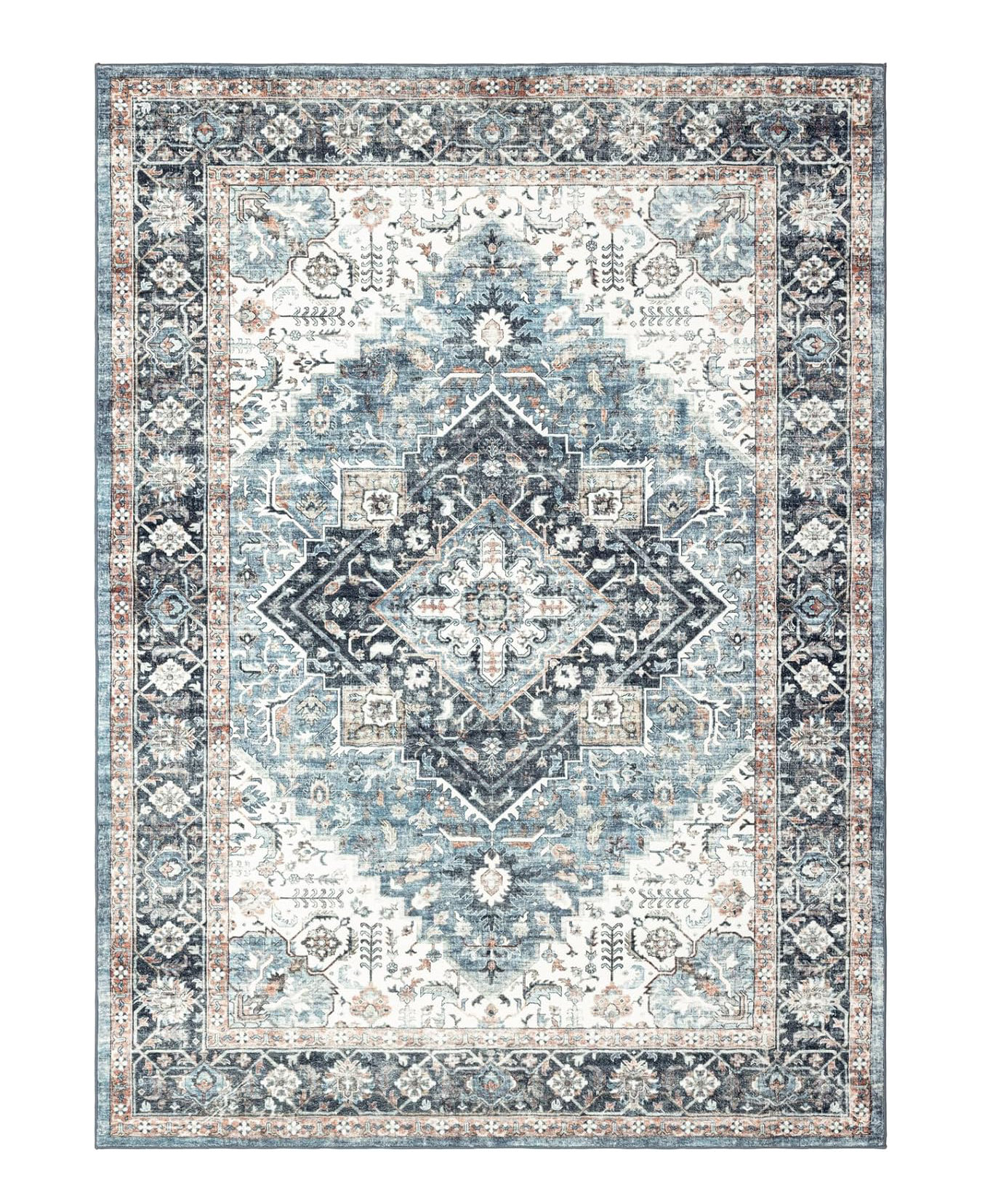 Bungalow Rose Large Vintage Boho Rug,Ultra-Soft Low Pile | Wayfair