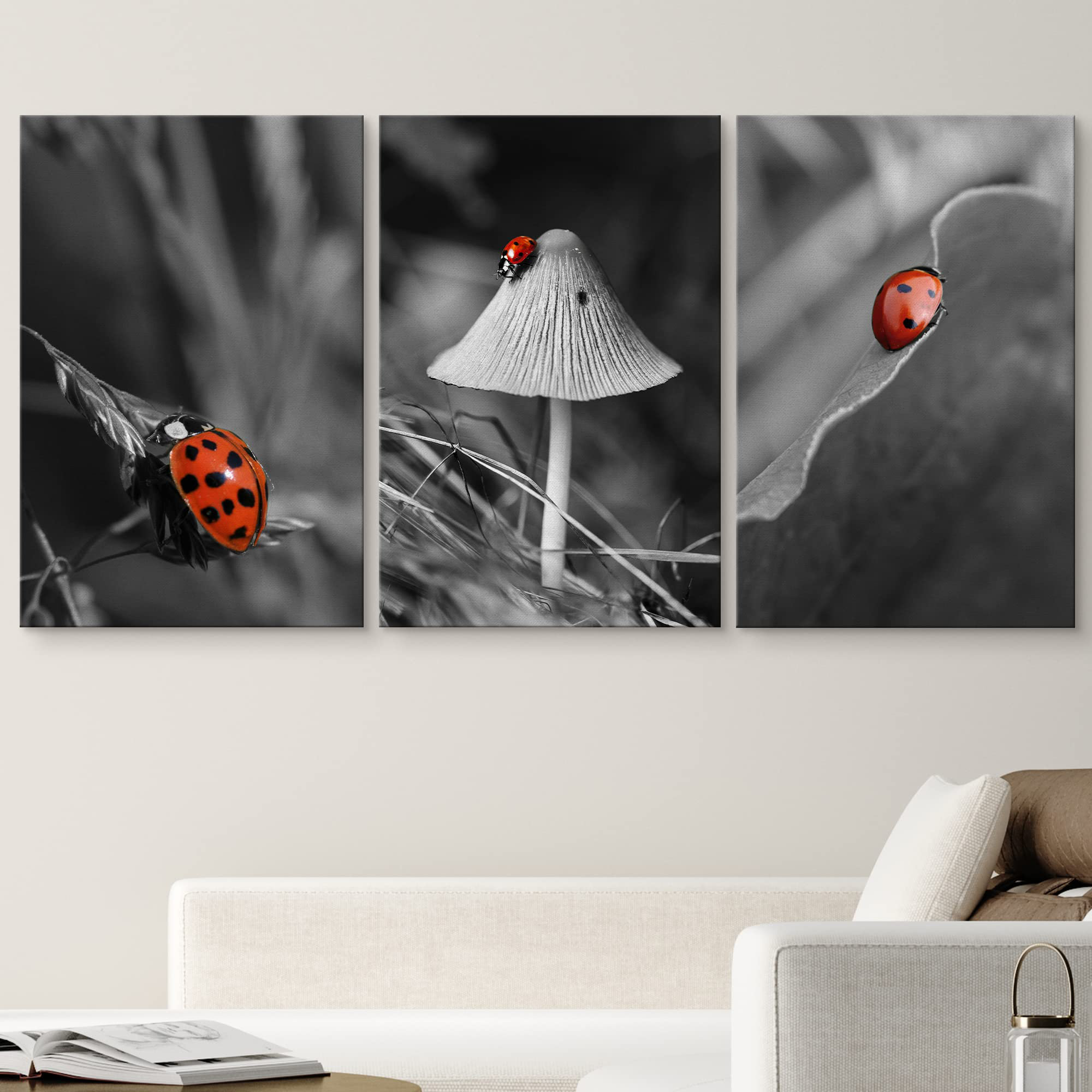 IDEA4WALL Selective Color Photo of The Red Ladybug Modern Wall Decor ...