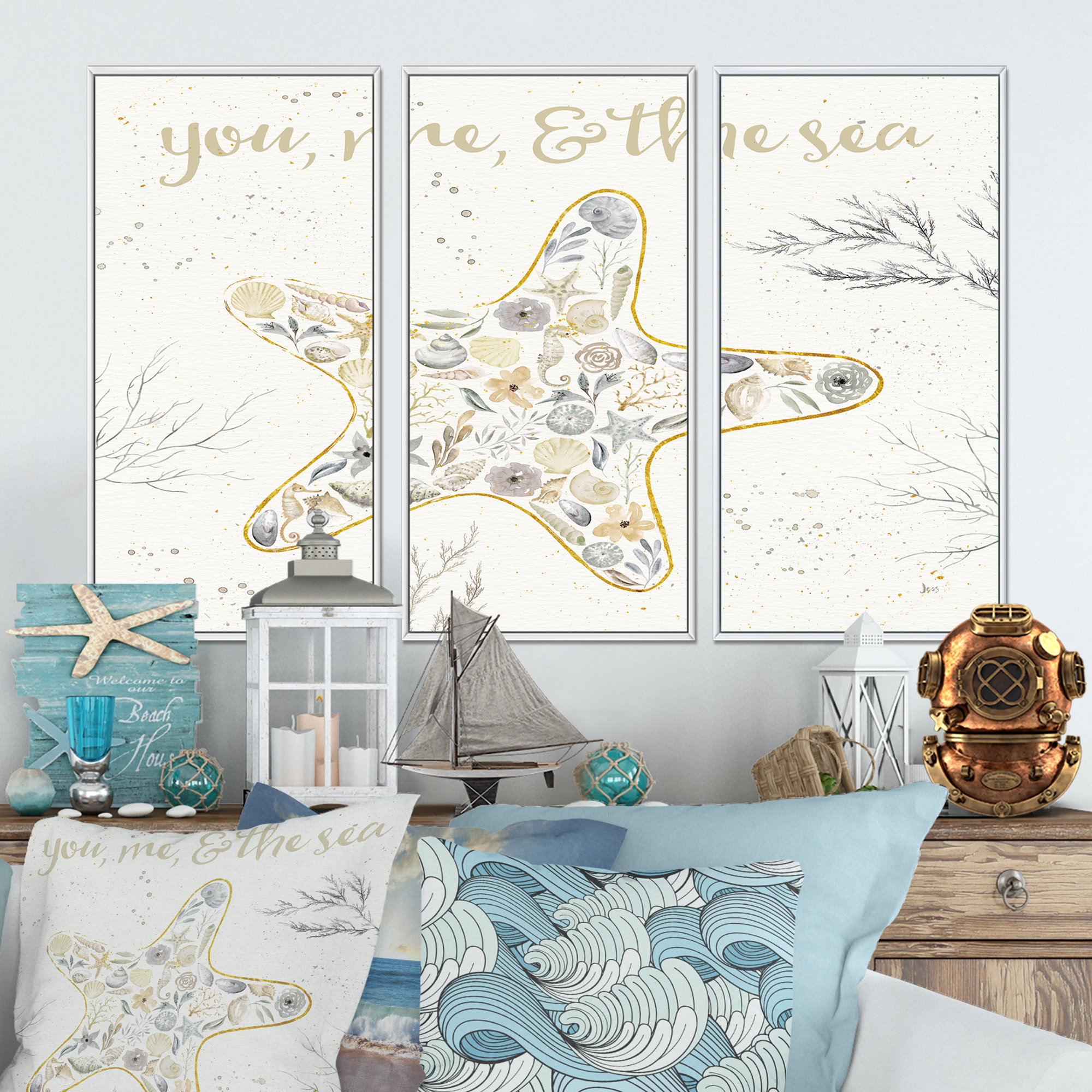 DesignArt " Coastal Floral Blossoms II Neutral " 3 - Pieces - Wayfair ...