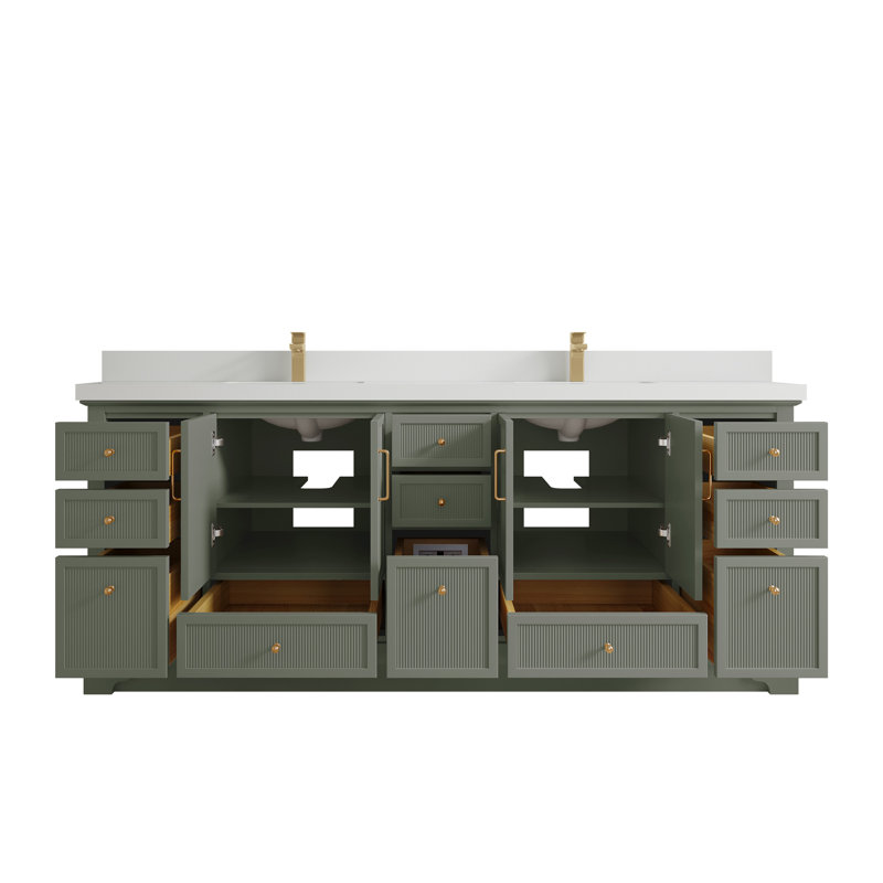 Willow Collections Alys 84" Double Bathroom Vanity Set (Knobs Option ...