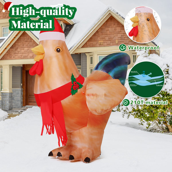 GOOSH Christmas Inflatables 5.4 FT Christmas Chicken Inflatable with ...