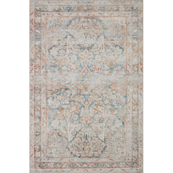 Magnolia Home by Joanna Gaines x Loloi Lenna Ocean / Apricot Area Rug ...