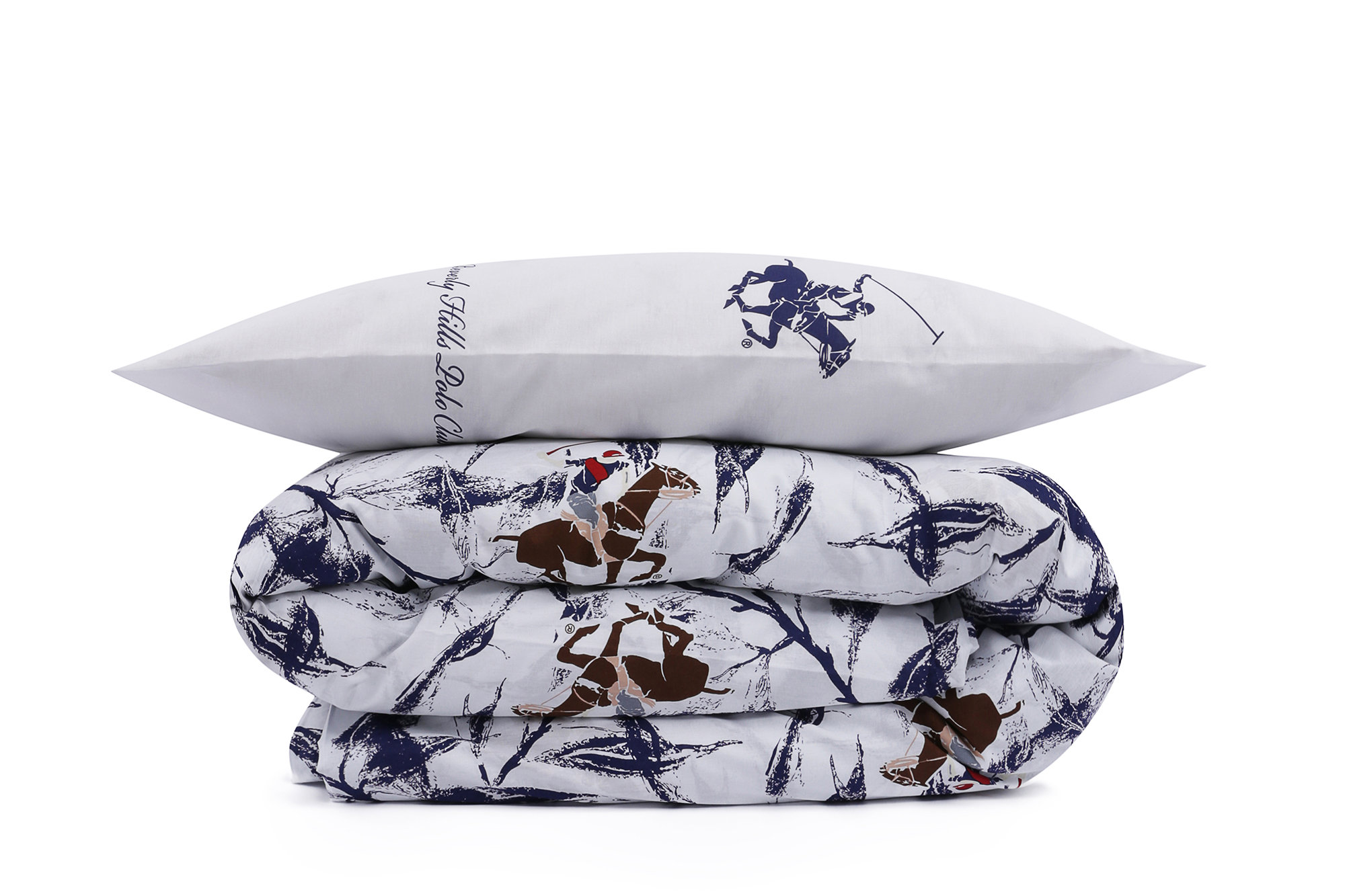 Asir Group INC Zeigler Blue/White/Brown 100% Cotton Duvet Cover Set ...