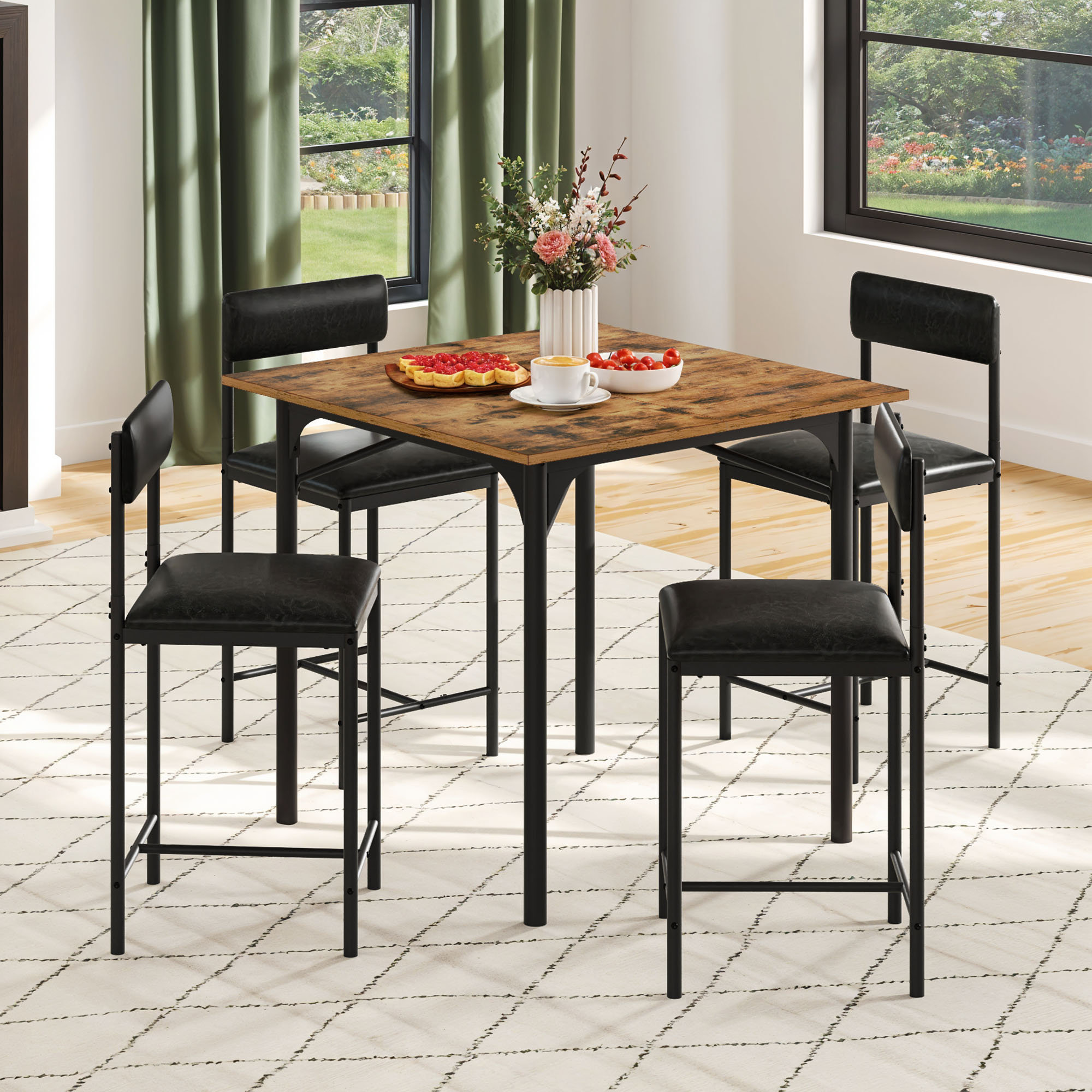 17 Stories 5 pieces Industrial Bar Table Set Dining Table Set | Wayfair