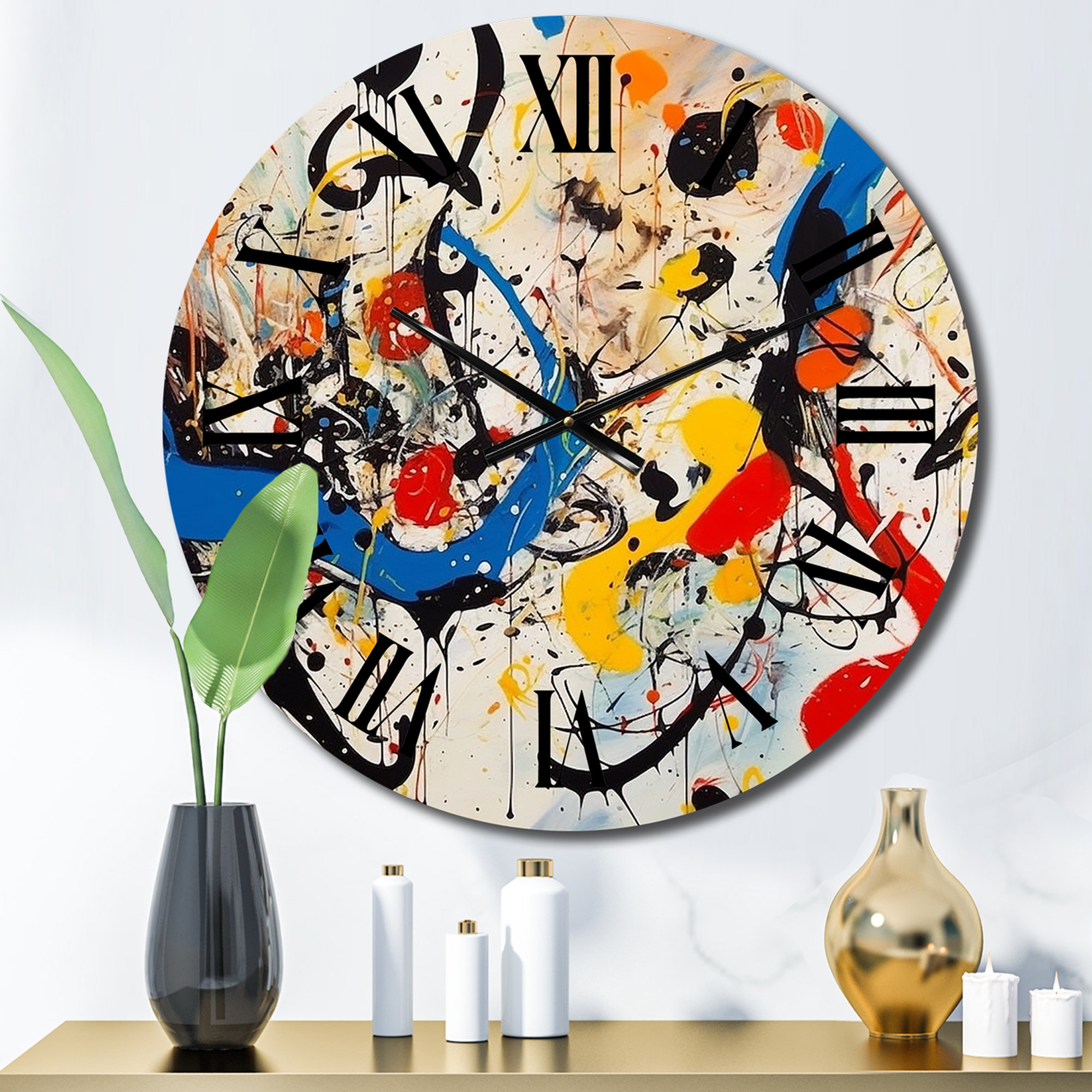 Ivy Bronx All That Jazz Colorful Joy III - Abstract Collages Wall Clock ...