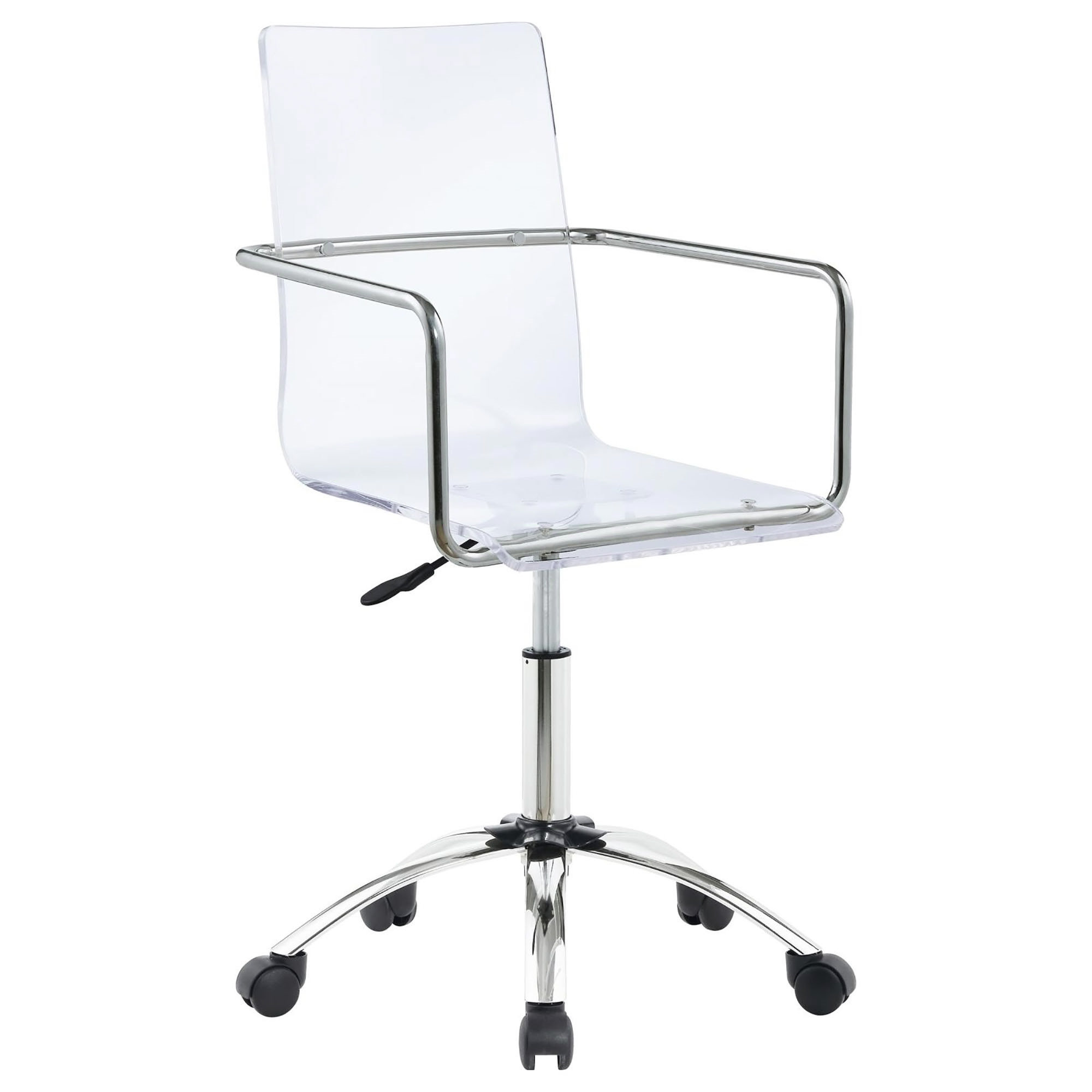Orren Ellis Clear And Chrome Acrylic Office Chair With Casters,Swivel ...