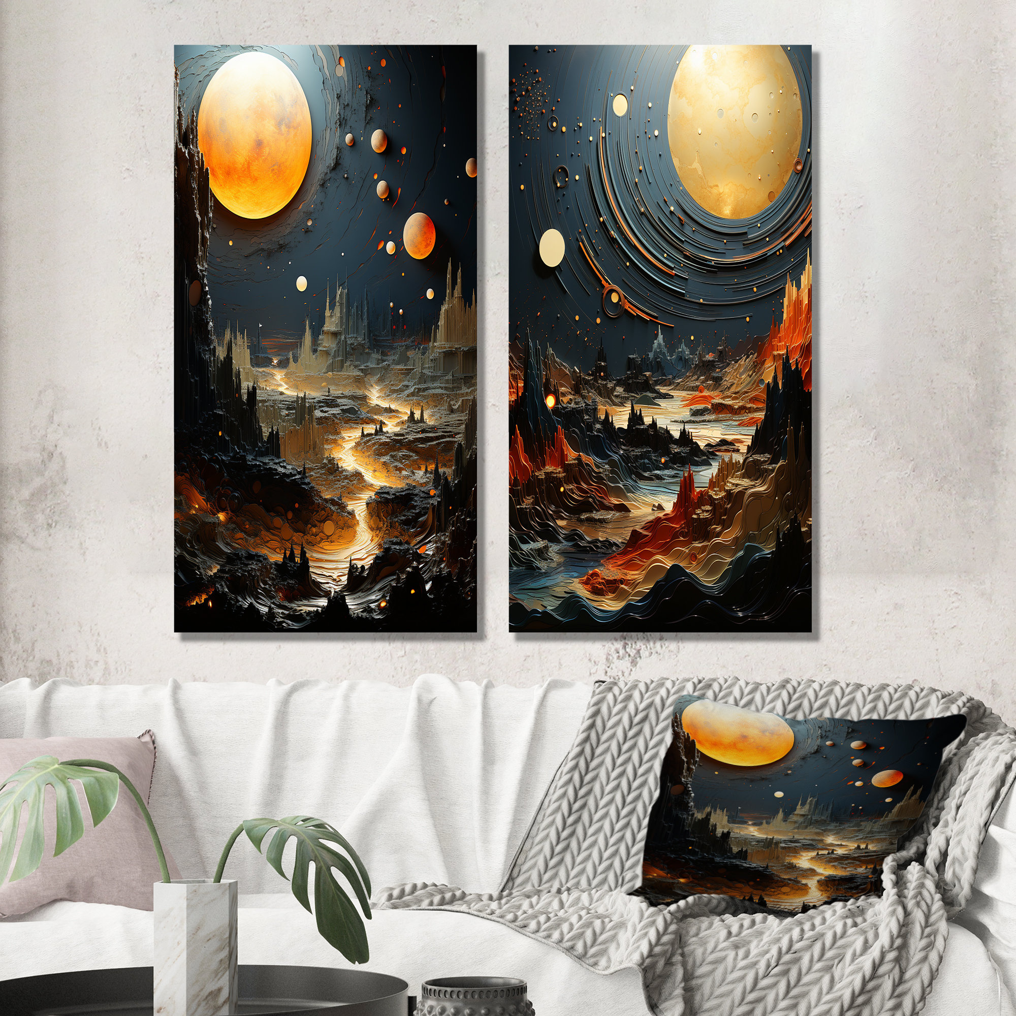 Ivy Bronx Celestial Golden Planet In Solar System I - Planets Wall ...