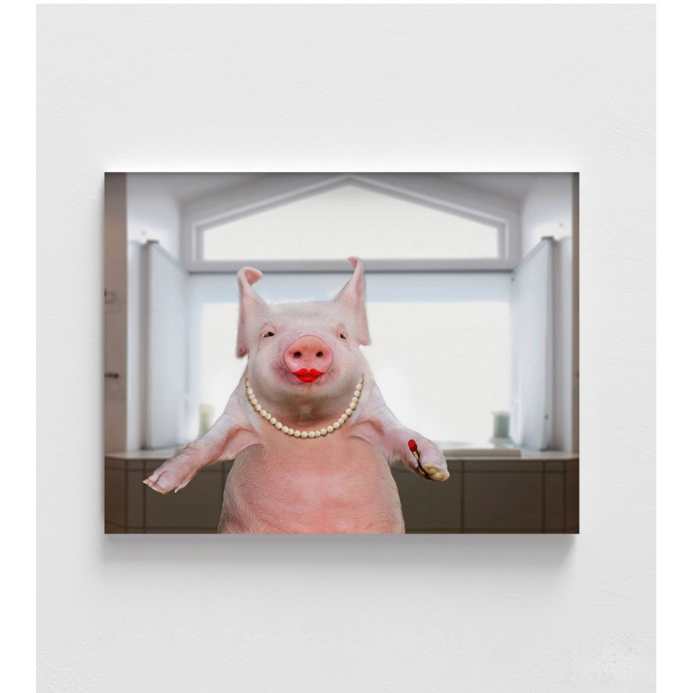 WeFrameArt Lipstick On A Pig By Lund Roeser, Funny Pig Poster Print ...