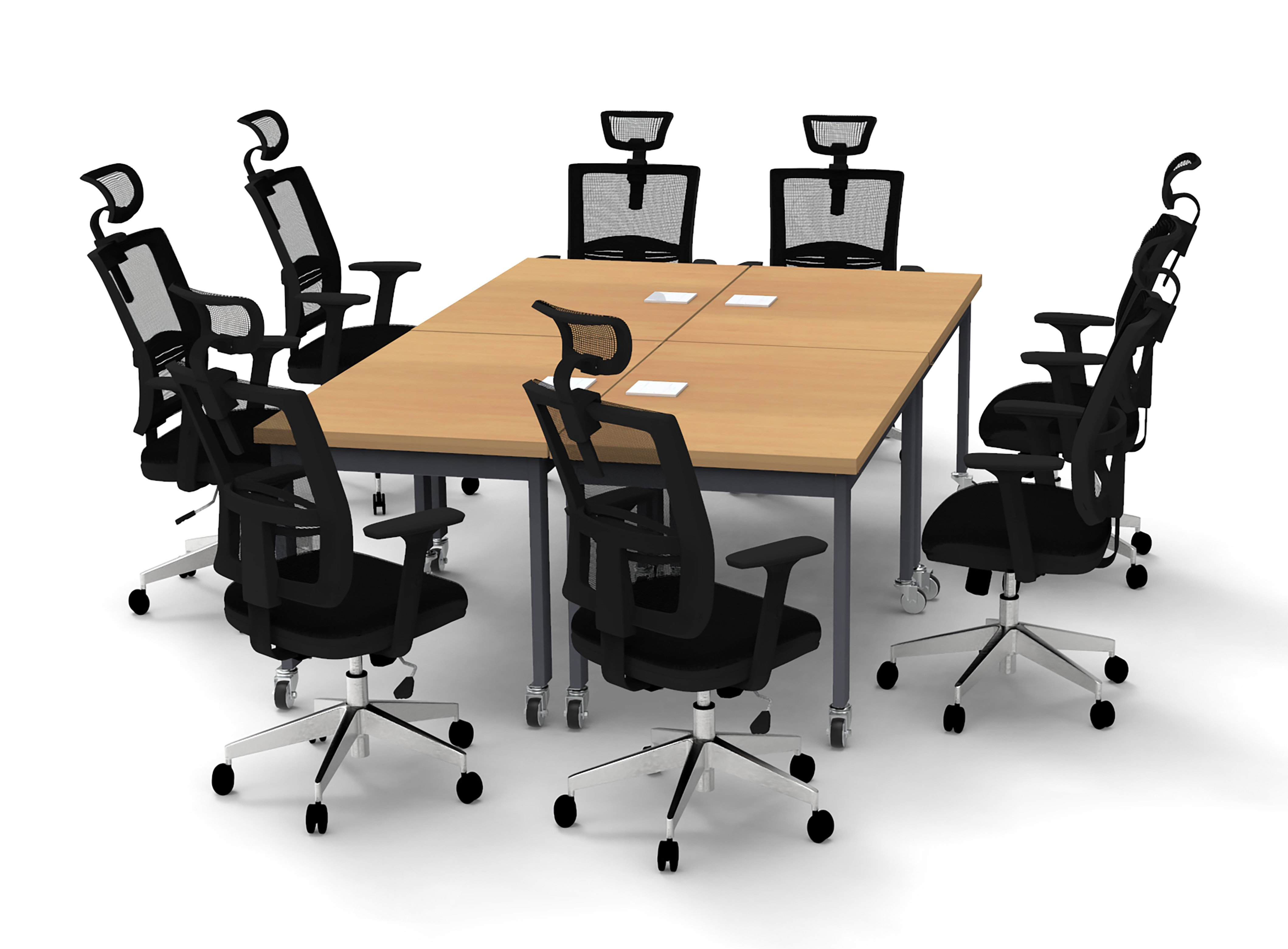 Inbox Zero 8 Person Conference Meeting Tables with 8 Chairs Complete ...