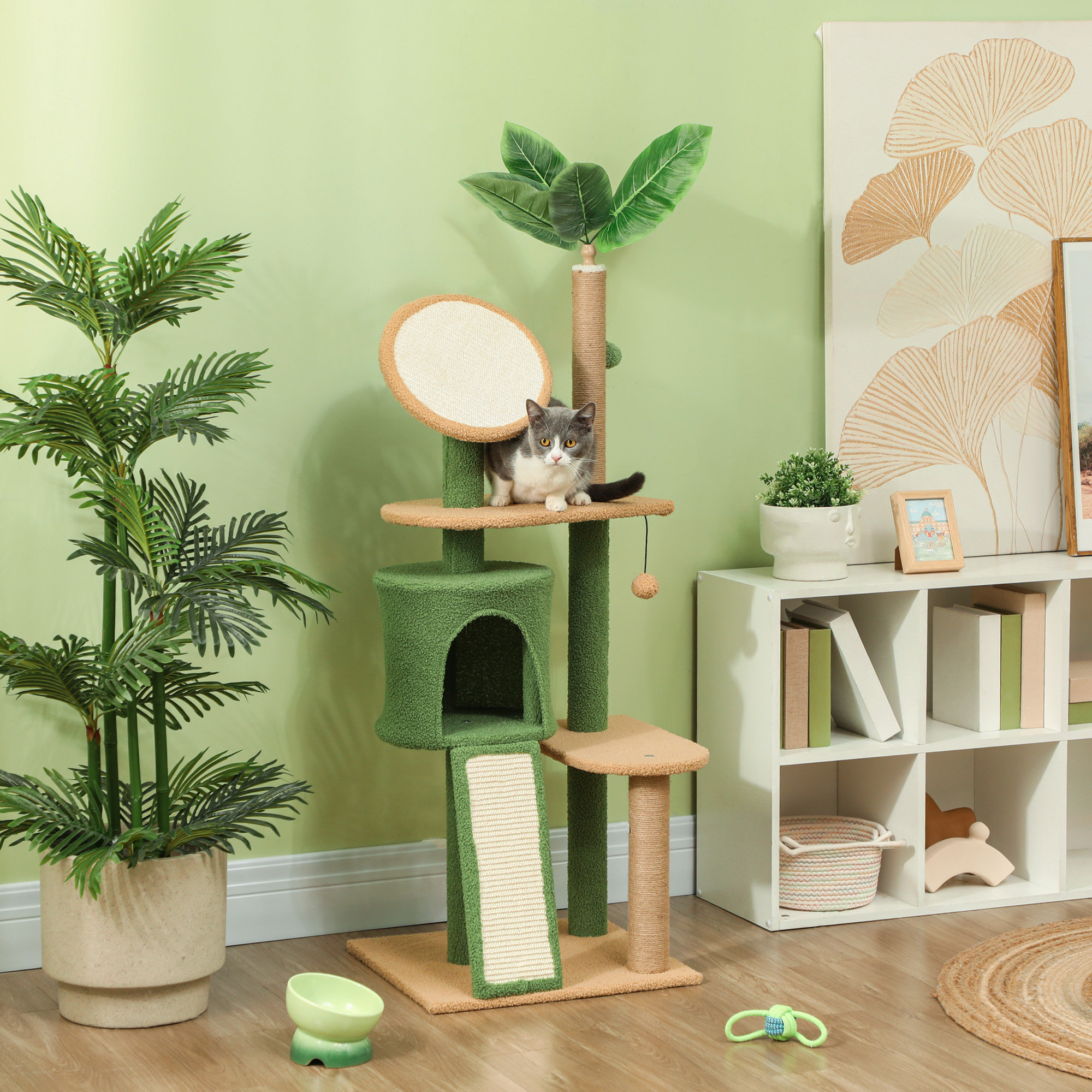 Archie & Oscar™ Cat Tree for Large Adult Indoor Cat with Green Leaves ...