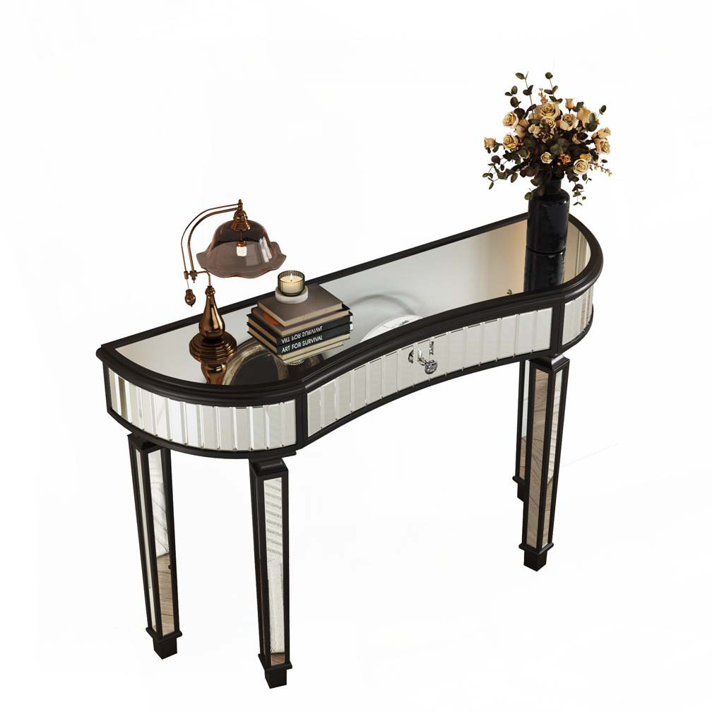House of Hampton® 47" Half-Moon Mirrored Console Table with Fluted ...