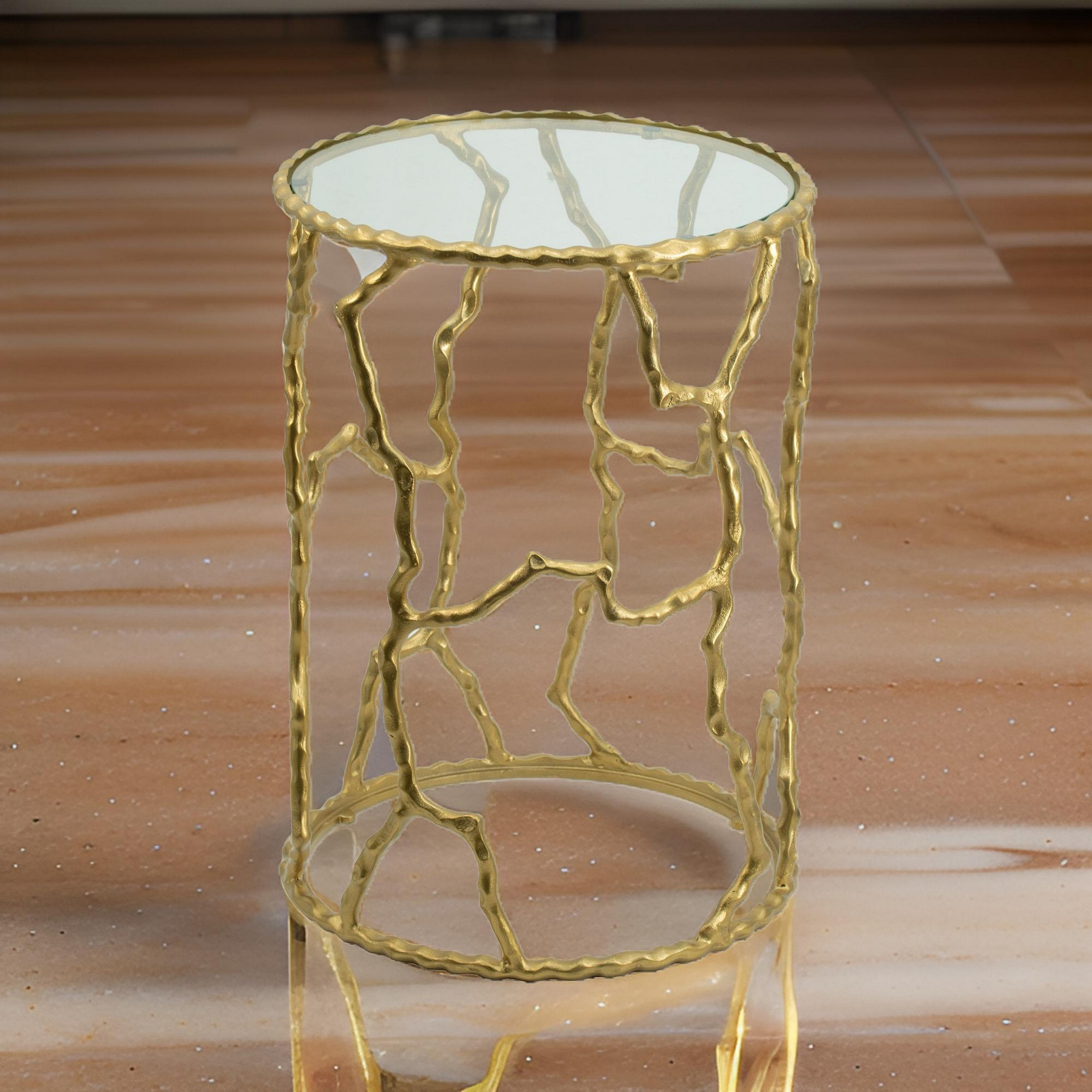 Everly Quinn Glass Abstract End Table | Wayfair