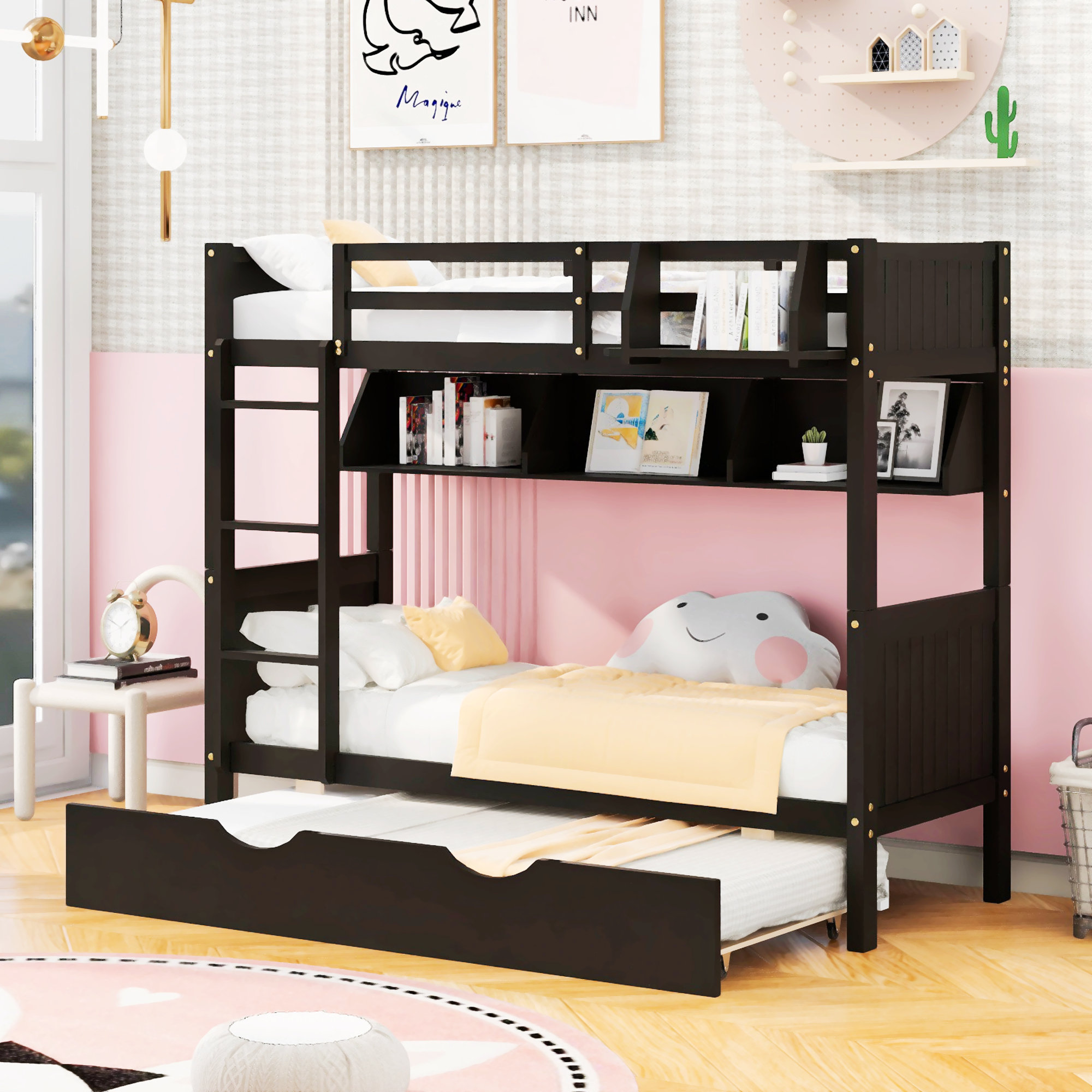 Harriet Bee Lit superposé simple au-dessus de simple avec lit gigogne ...