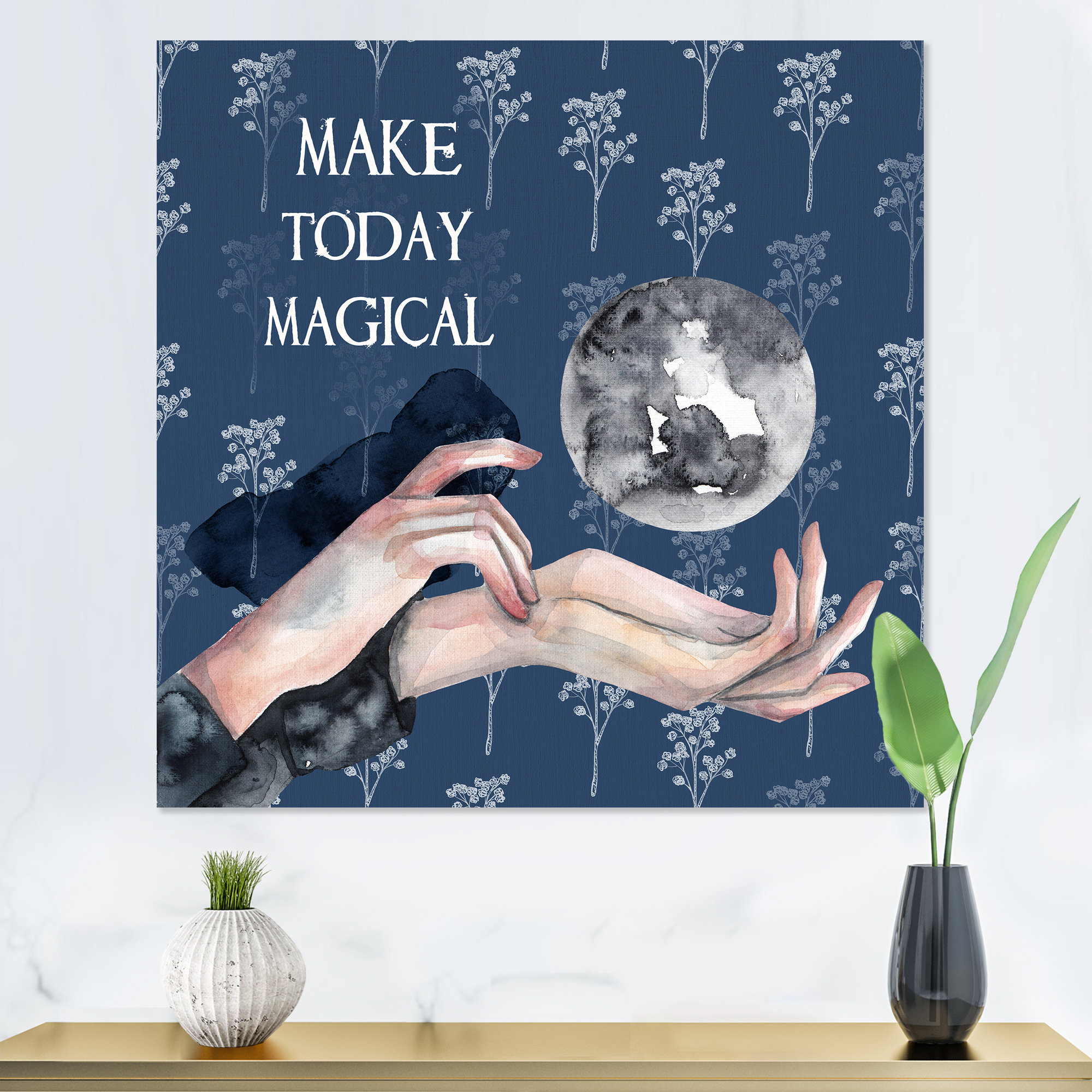 Trinx Make Today Magical Moon - Modern & Contemporary Canvas Wall Art ...