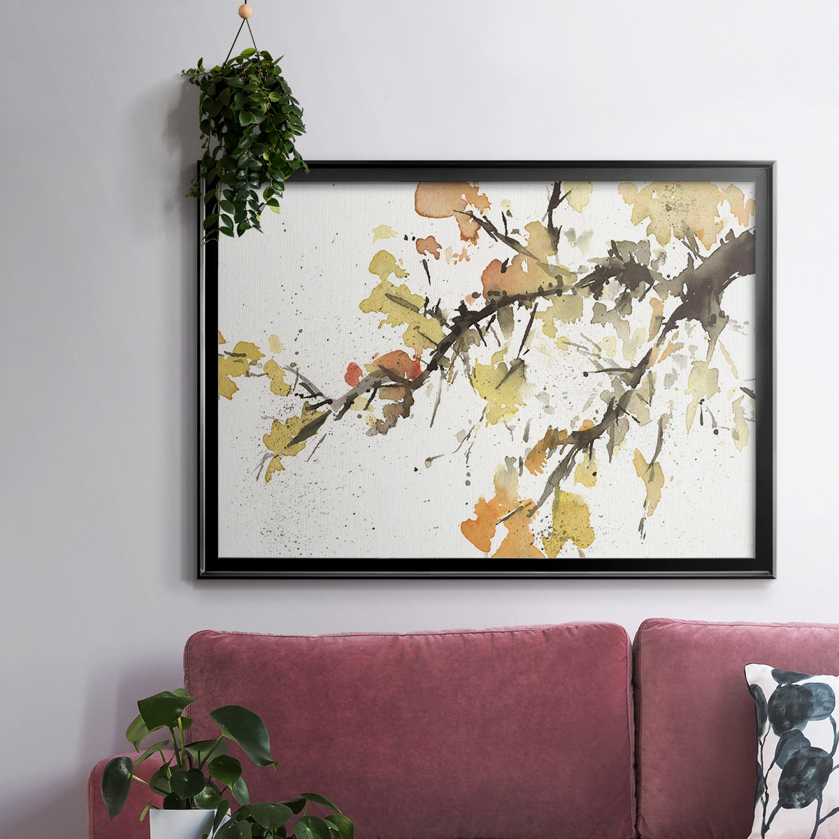Winston Porter Watercolor Tree Branch II Framed On Canvas Print | Wayfair