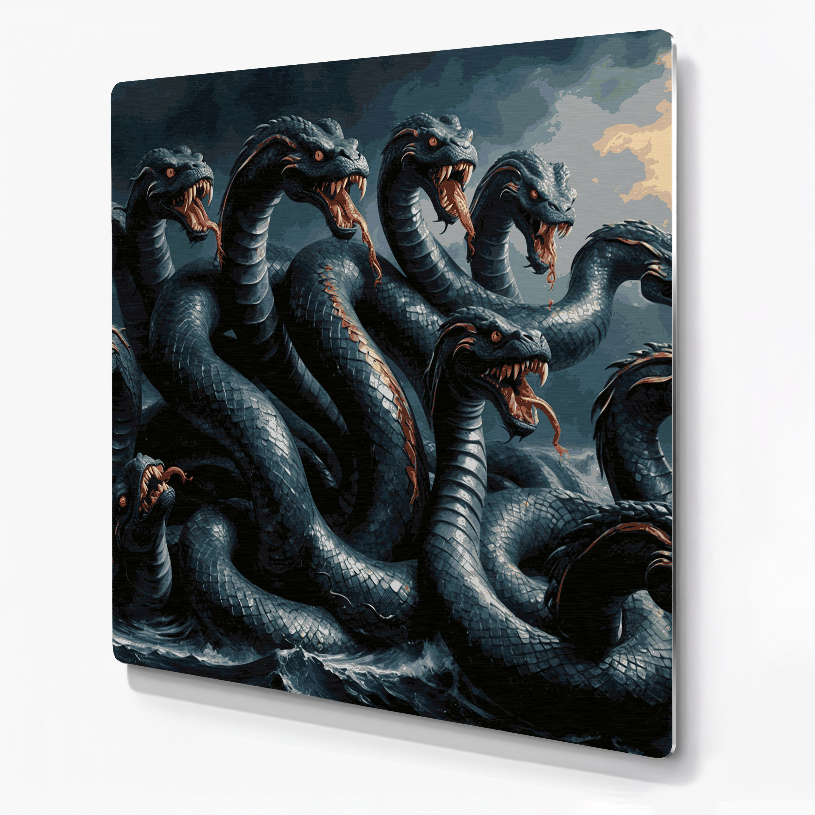 Brayden Studio® SciFi Hydra multi headed serpent Black Metal Wall Art ...