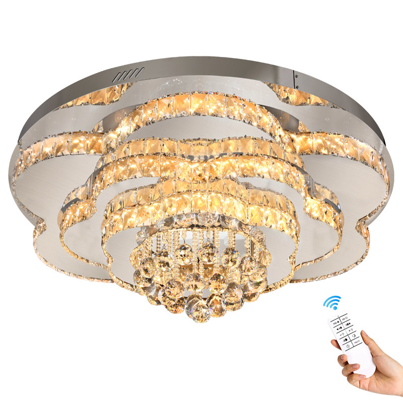 Rosdorf Park Jarrid Elegant LED Crystal Tiered Ceiling Light, 32" Flush ...
