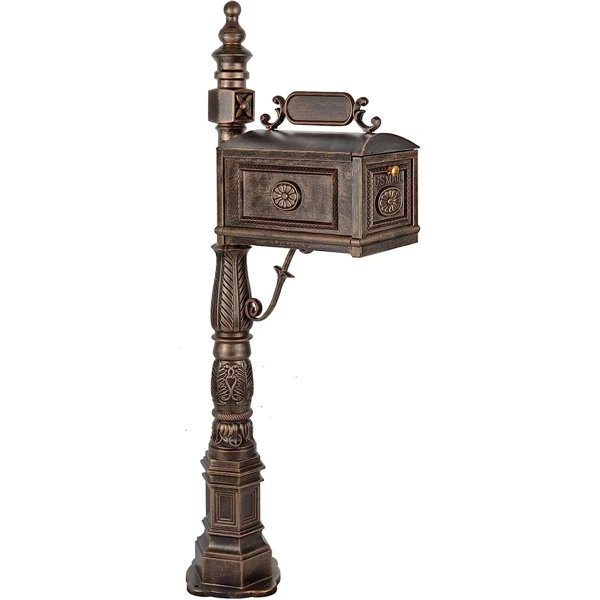 Polar Aurora Cast Aluminum Mailbox With Post Barcelona Decorative ...