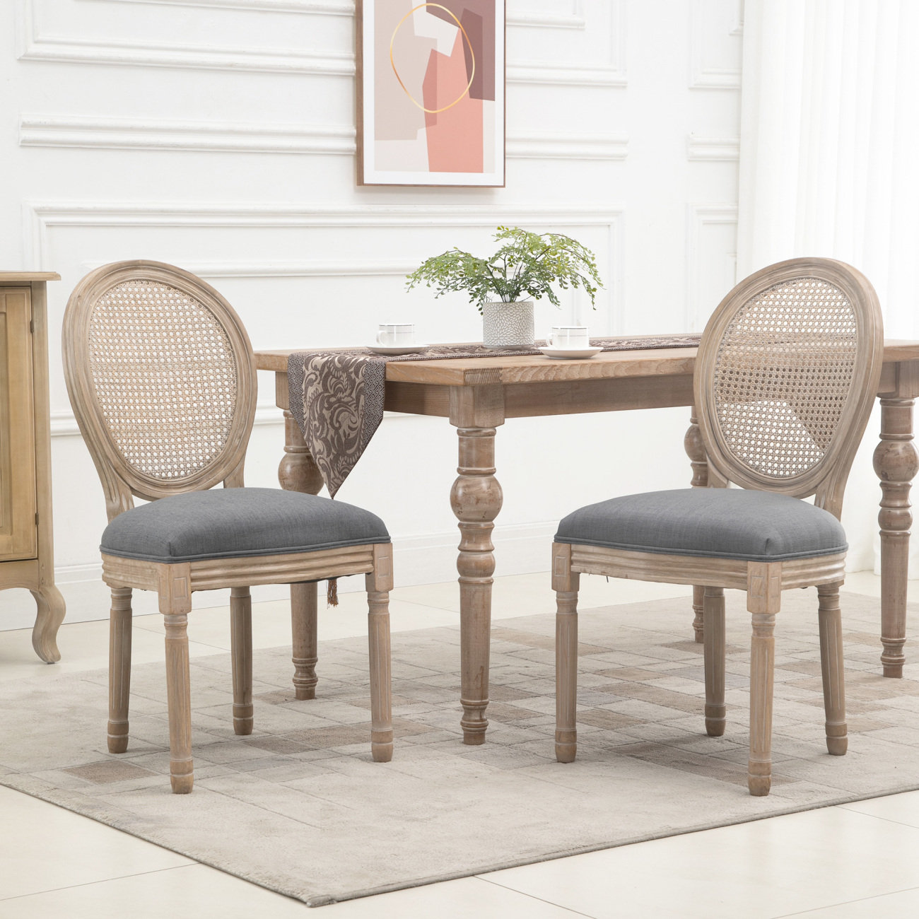 Everly Quinn Homcom French-Style Upholstered Dining Chair Set, Armless ...