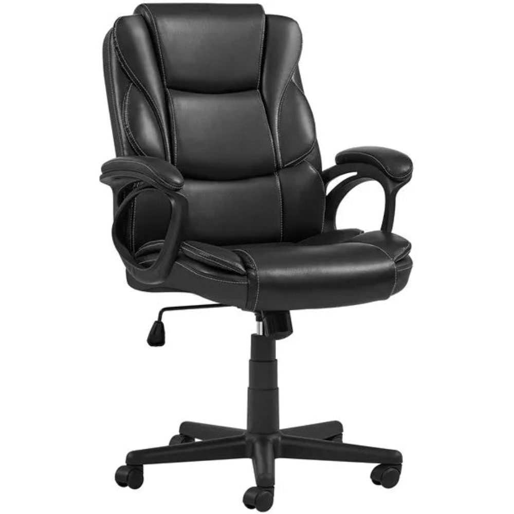 Red Barrel Studio® Advantage Extended Mid-back Black Leather Executive ...